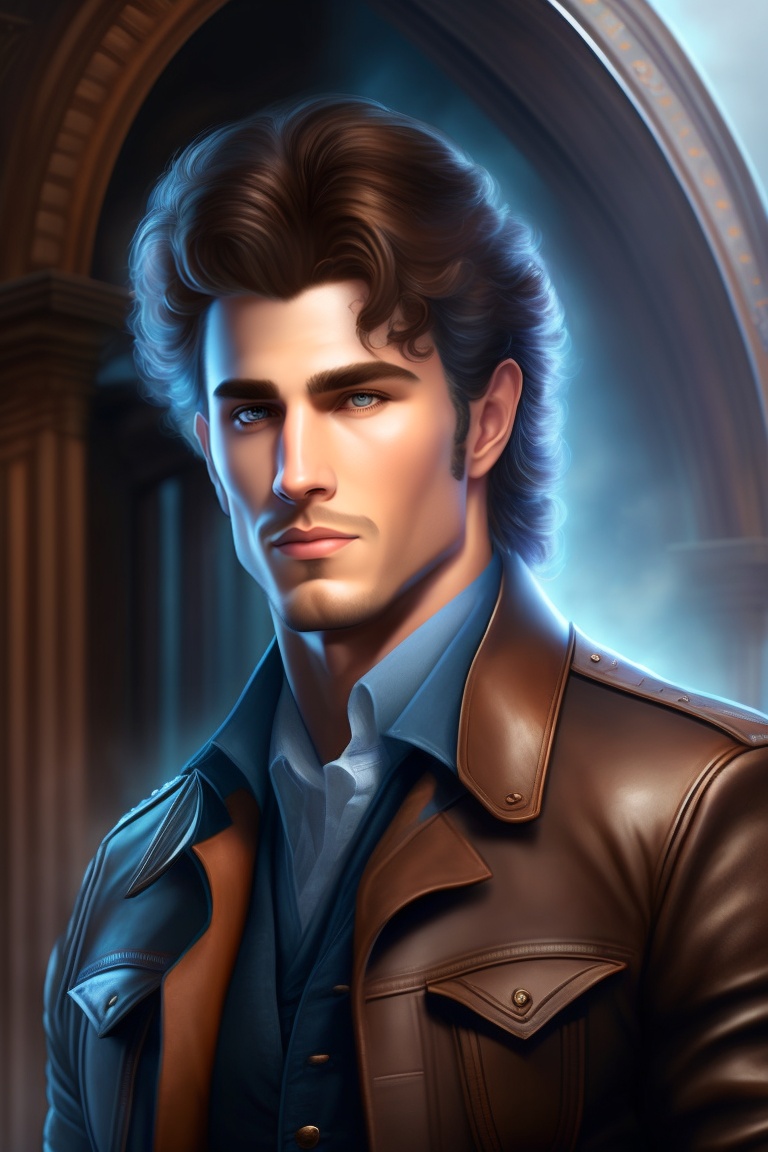 Lexica - A confident, 6-foot-tall man with curly, dark brown hair ...