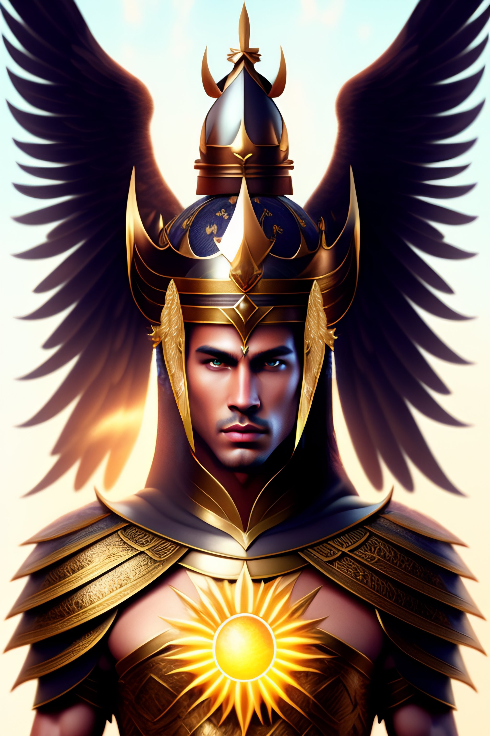 Lexica - Angel wings hell magic sun male armor god arrows bow king ...