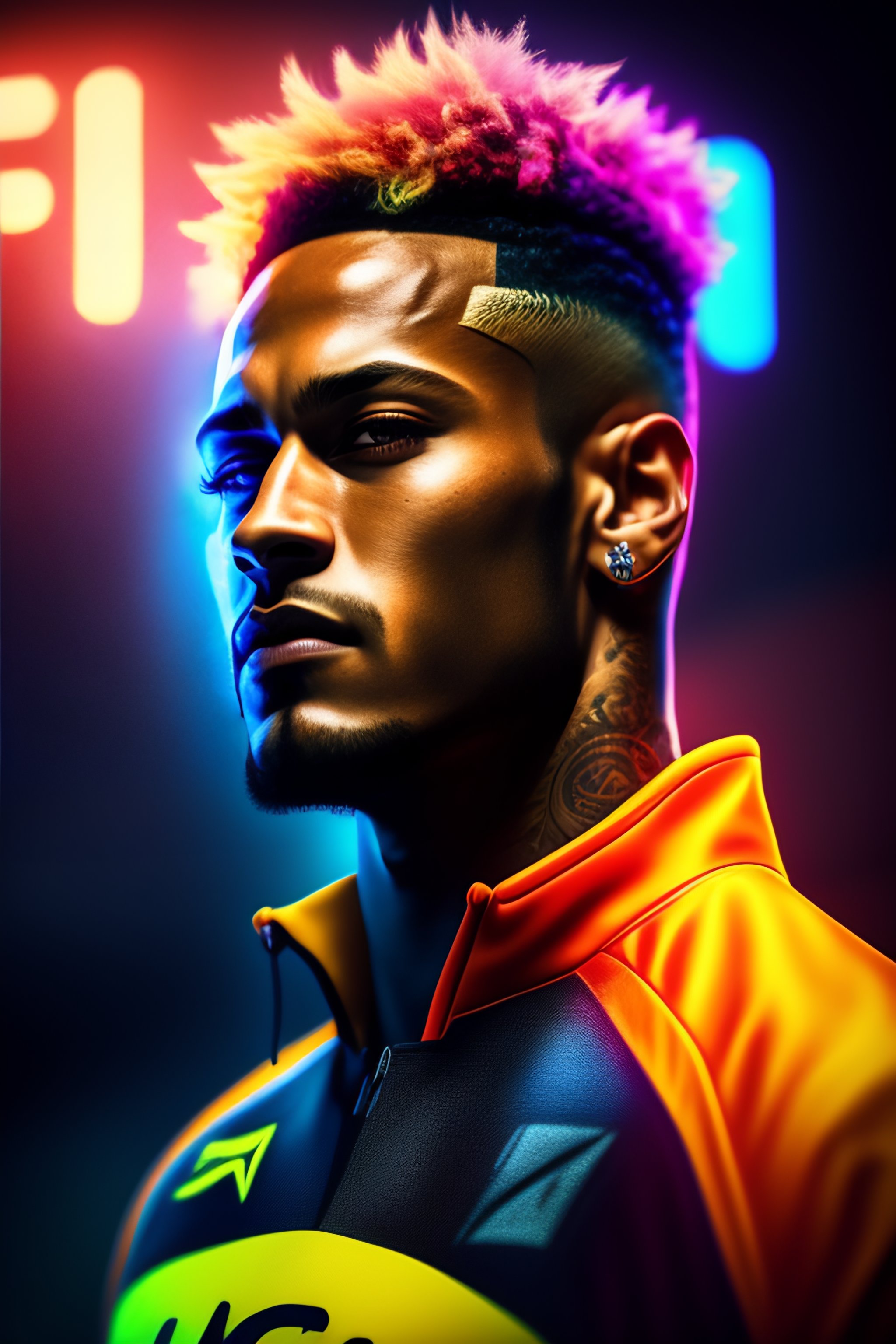 Lexica - Neymar portrait, cyberpunk 2 0 7 7, cyberpunk, photorealistic ...