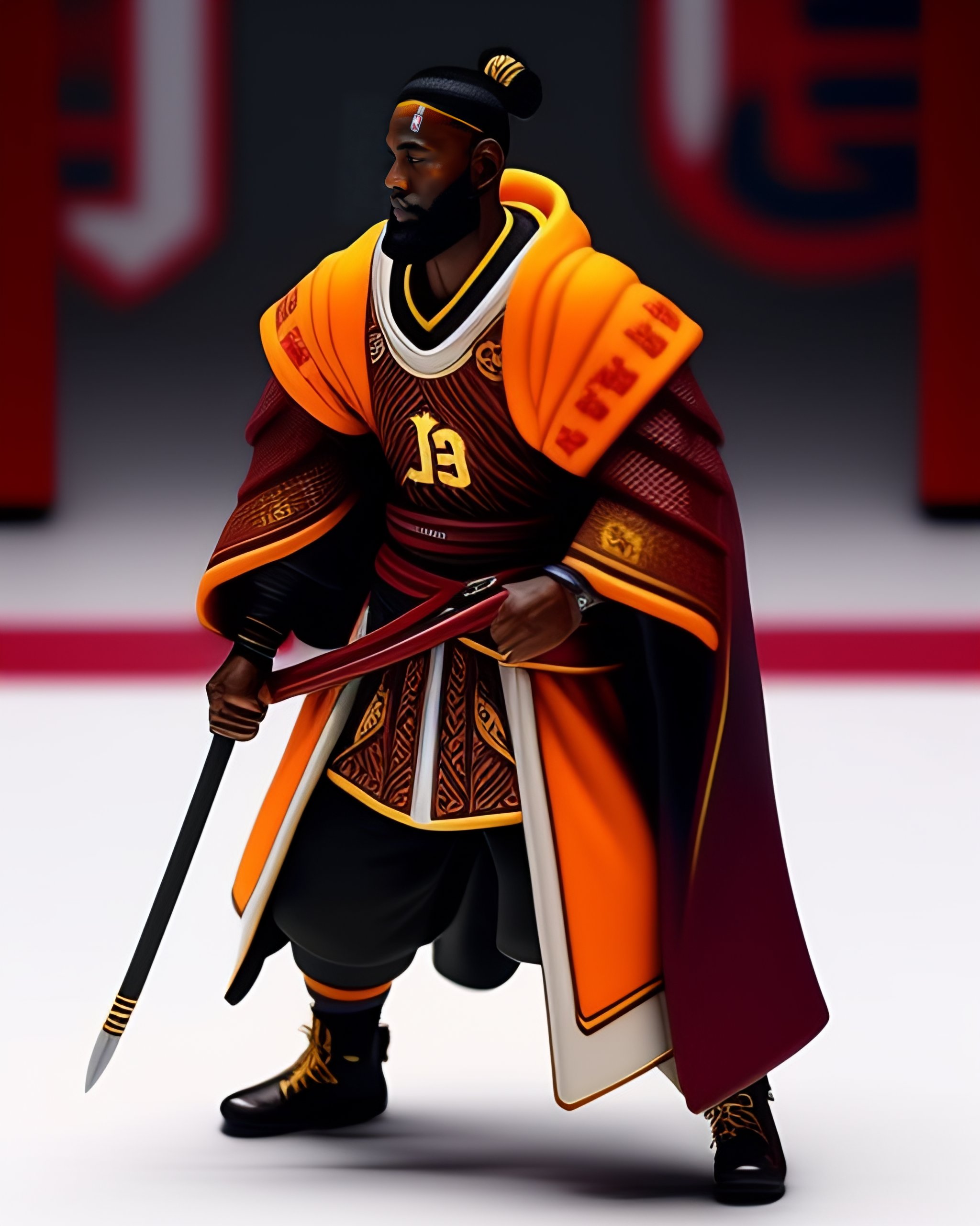Lexica - Lebron james dress like a sekiro, 2d, cartoon