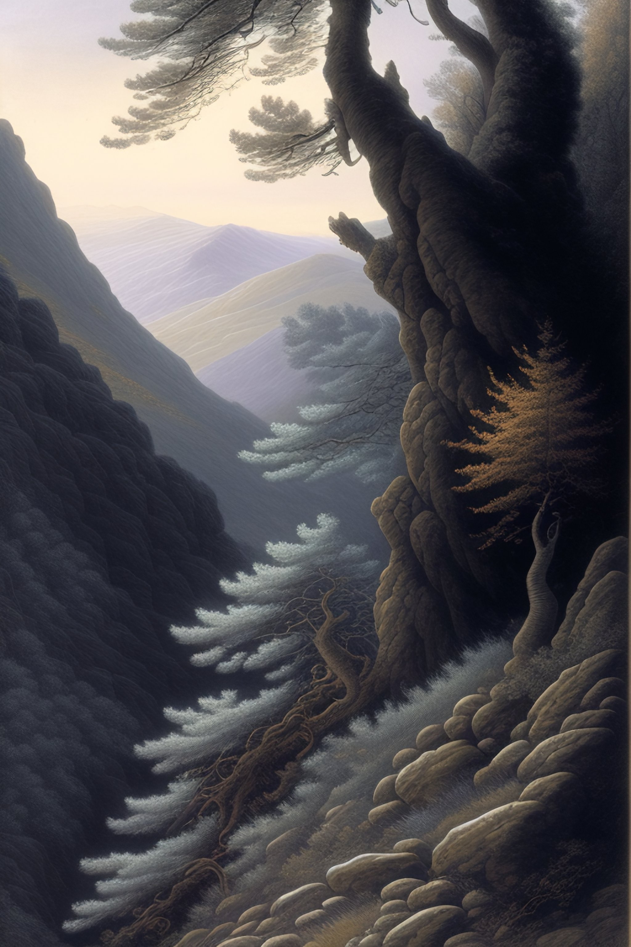 Lexica - A lone gnarled tree clinging to a scree slope by gustave dore ...