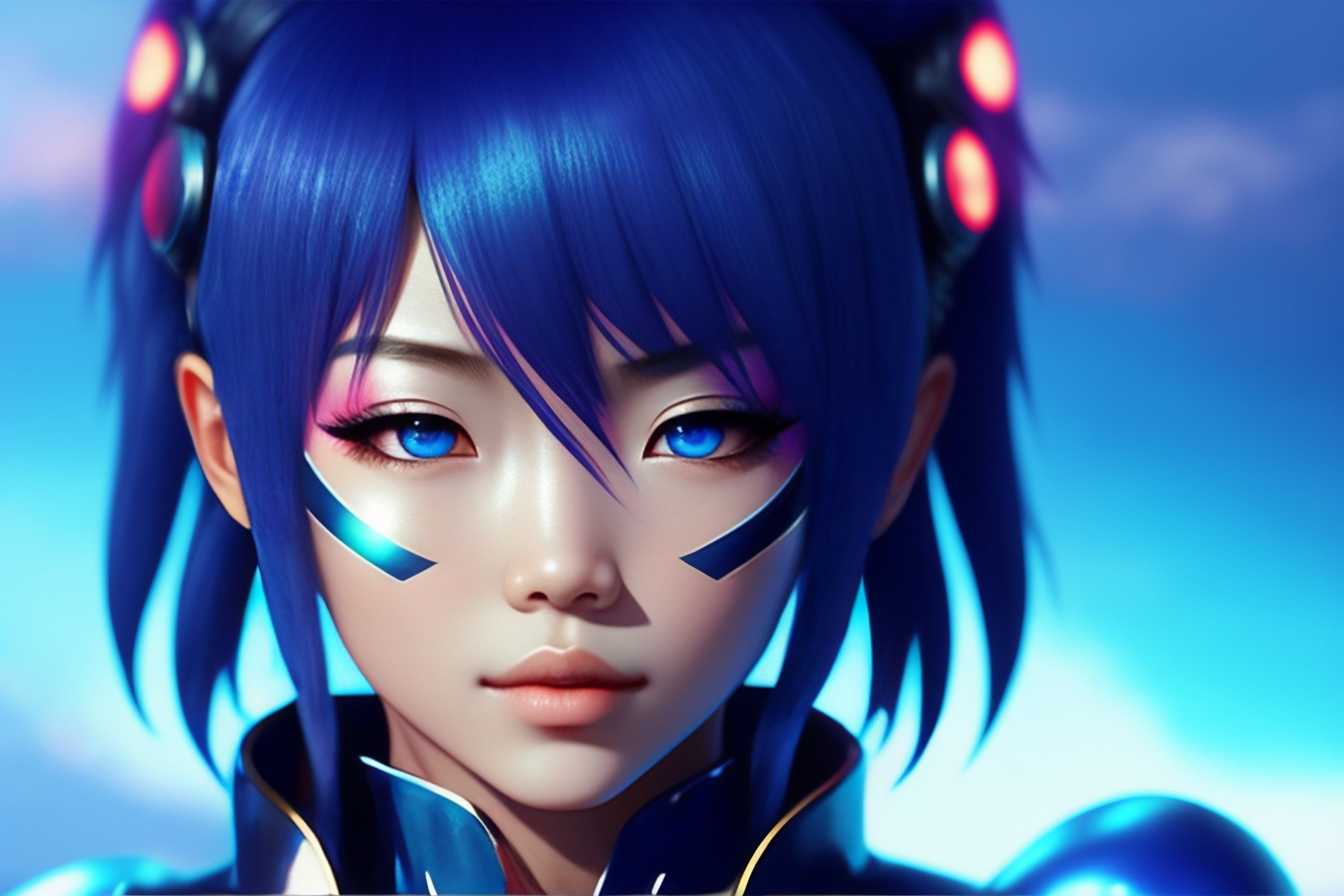 Lexica - Future human with blue skin anime style