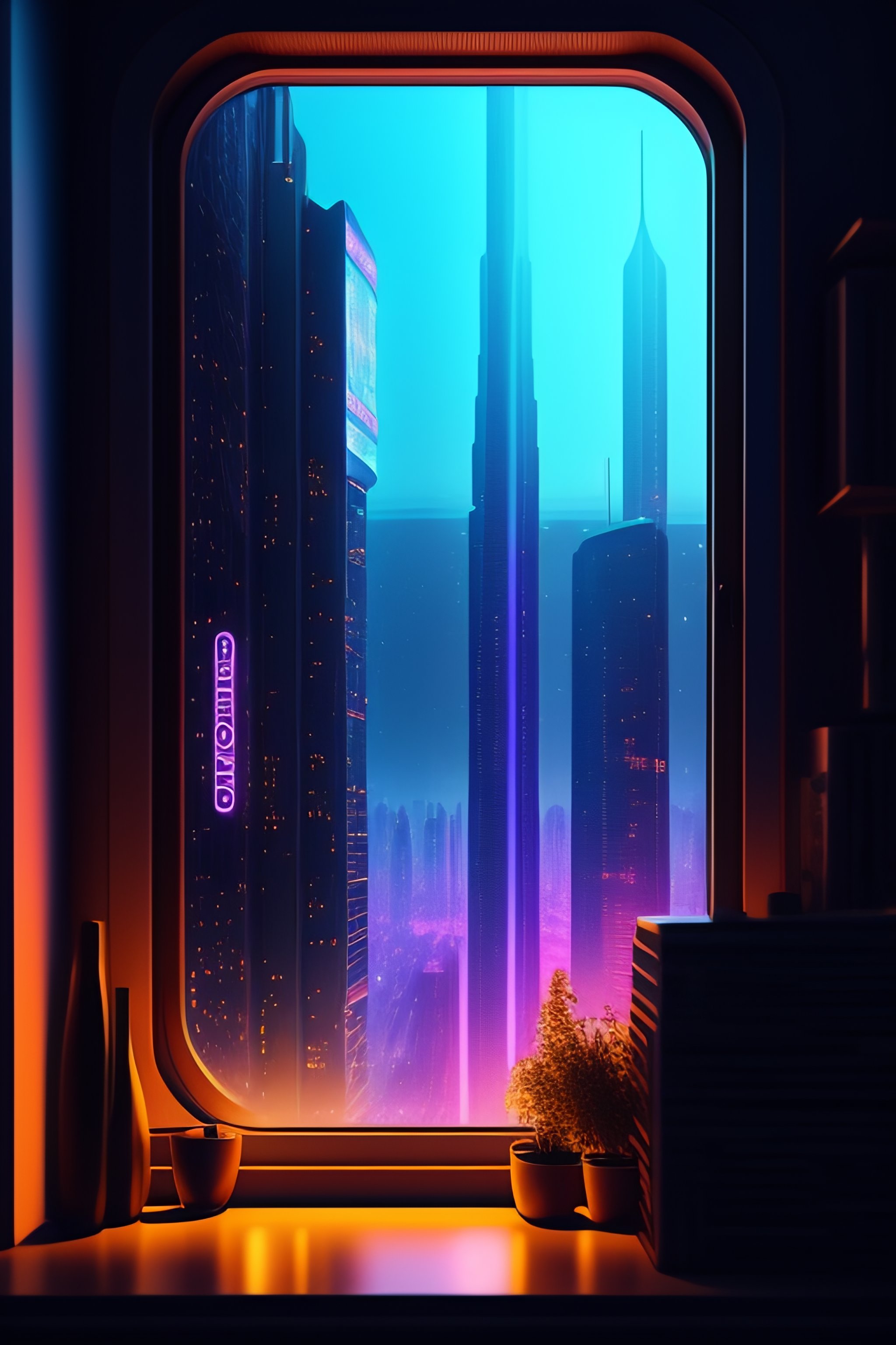 Lexica - A highly detailed photo of a cyberpunk room, high tech, neon ...
