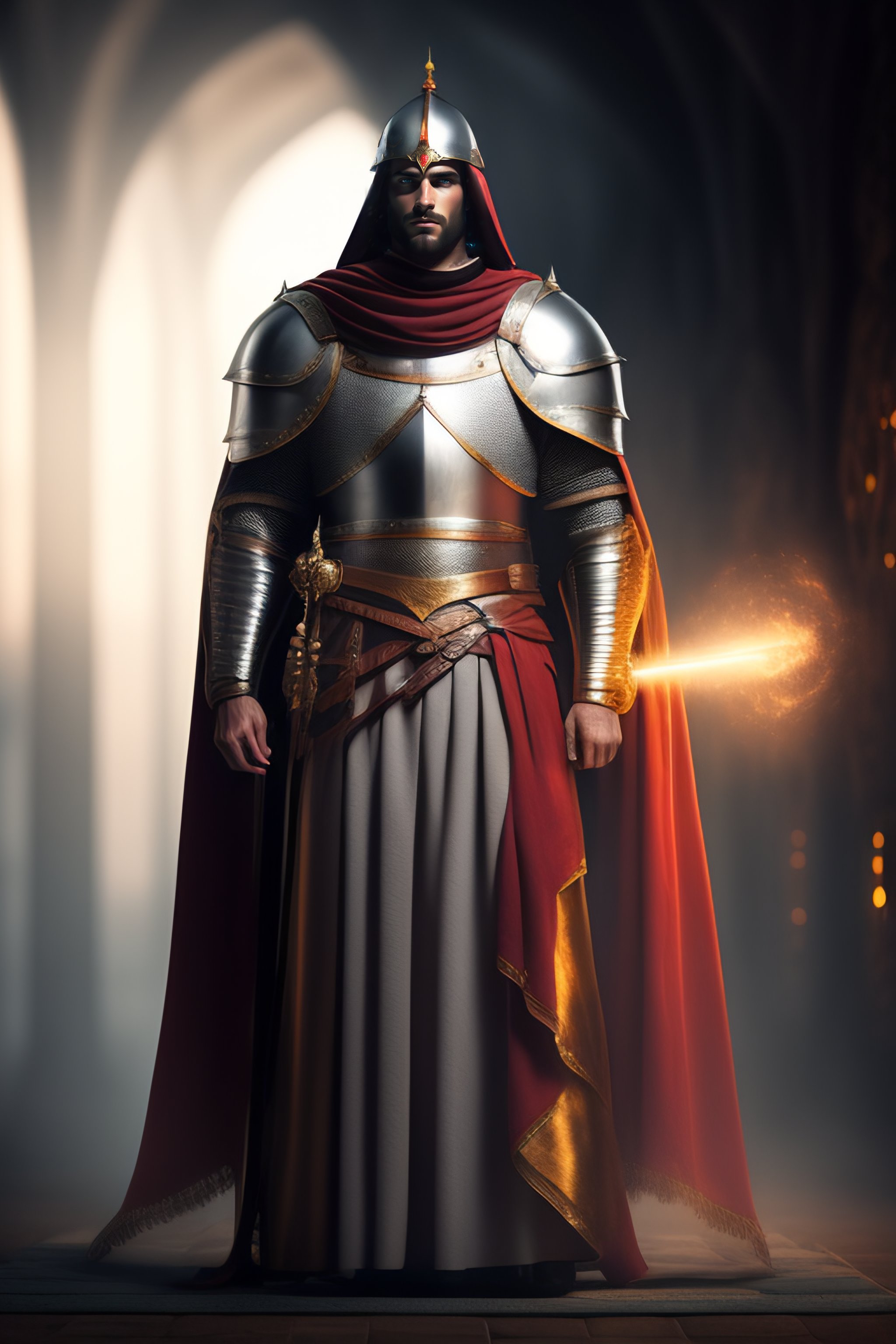Lexica - A realistic full body portrait of a medieval Knight wearing a ...