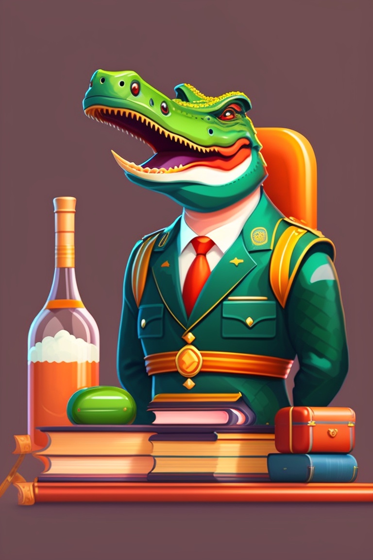 Lexica - Alligator 2d character illustration, wear suit, retro ...