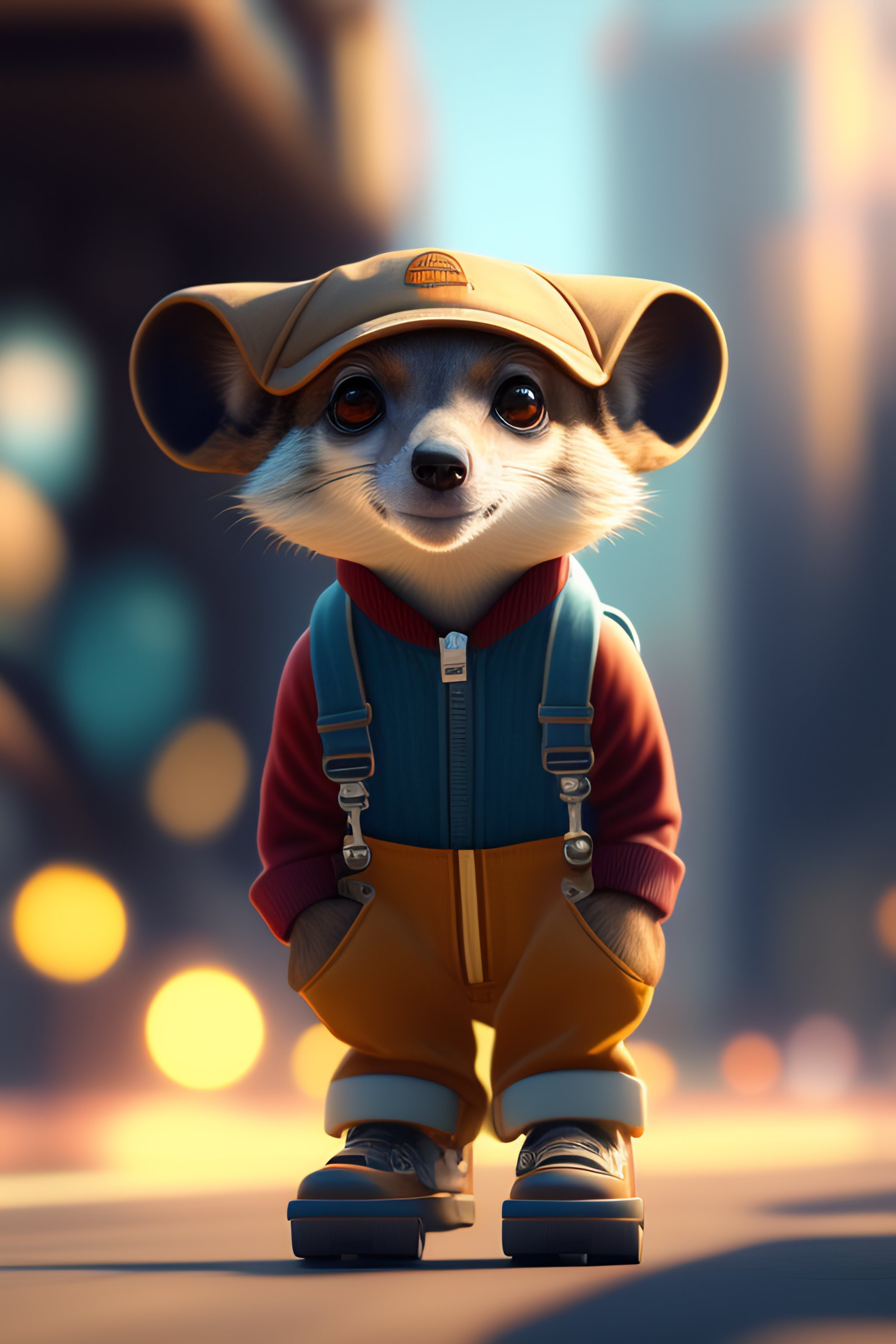 Lexica - Cute little humanoid suricate, dressed with dungarees, shoes ...