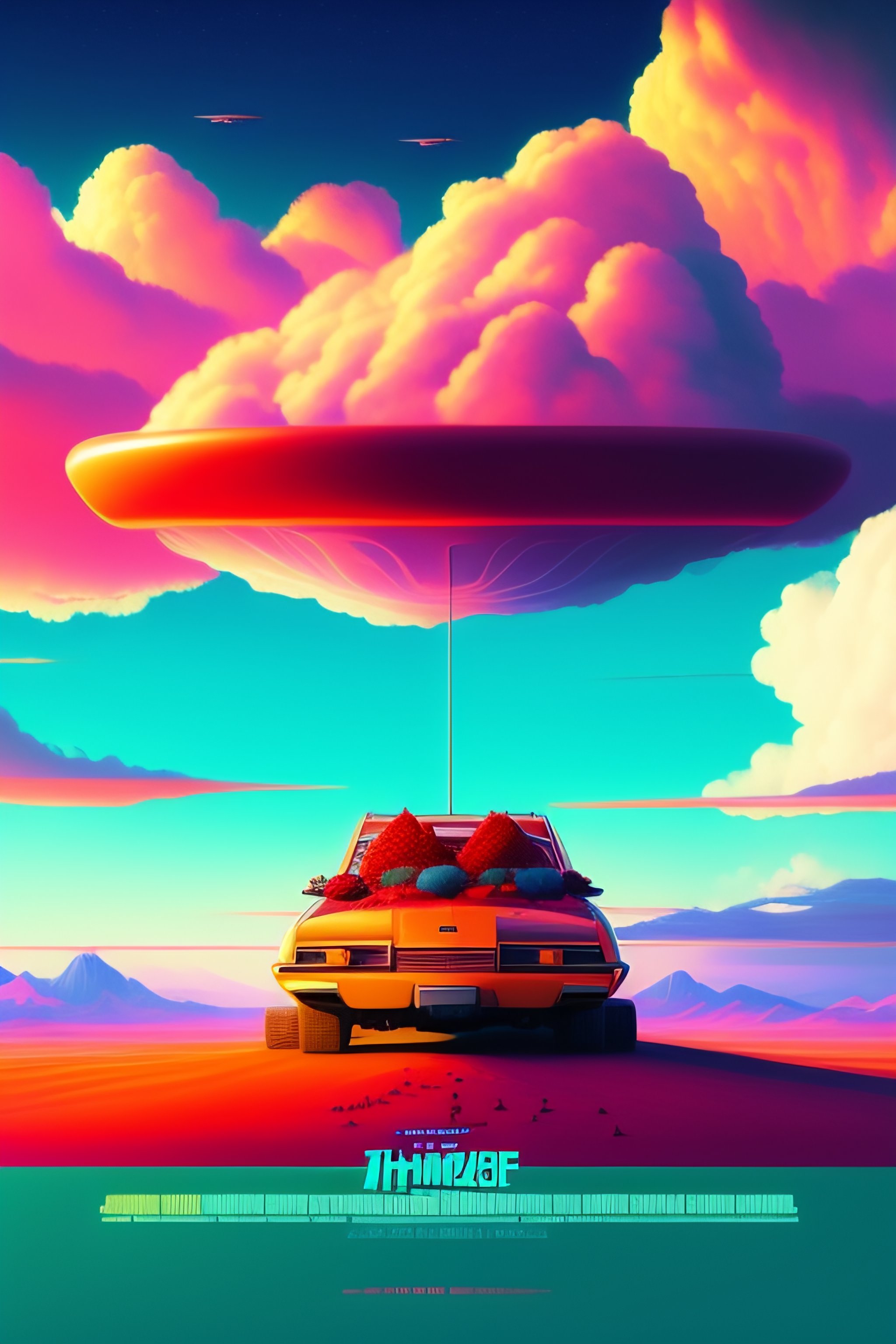 Lexica - A cloud-filled movie poster of an endless path across a ...