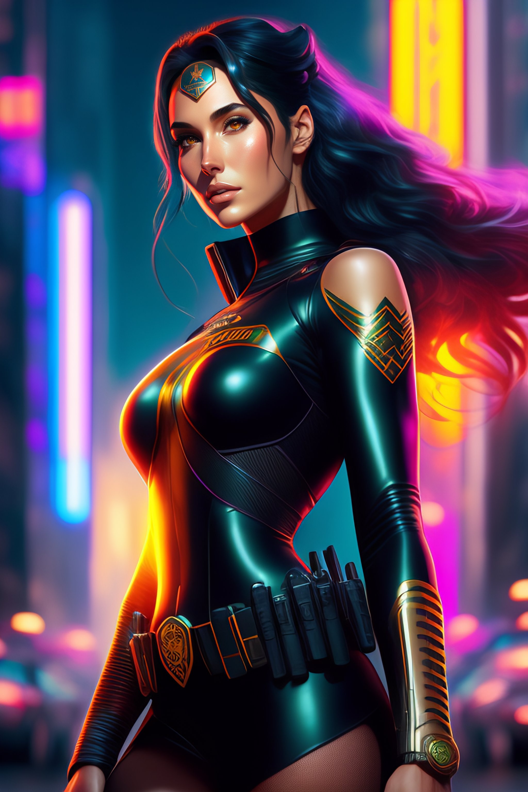 Lexica - Anime key visual of Gal Gadot police officer, neon, cyberpunk ...