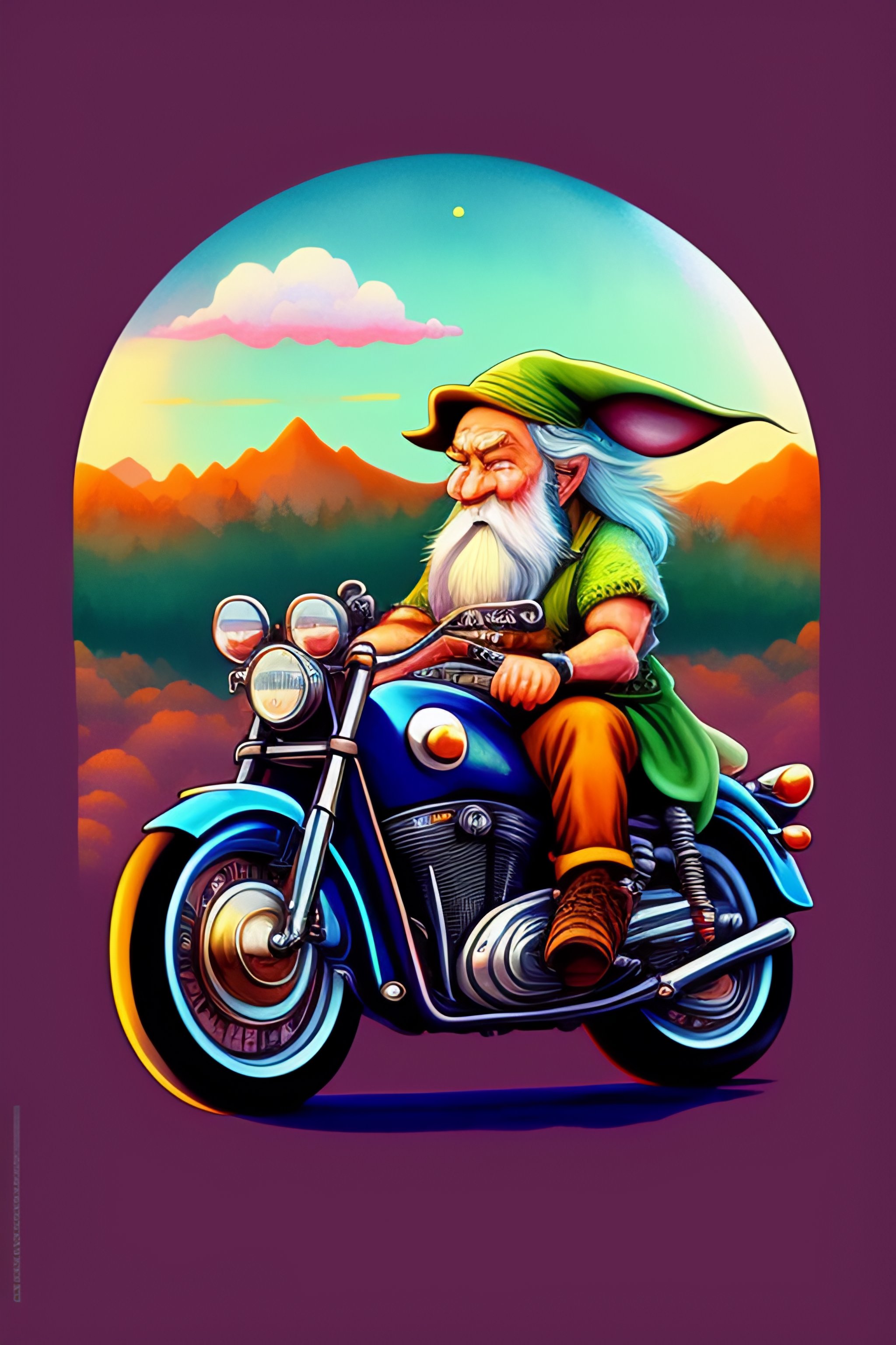 Lexica - Cute and funny, gandalf on a motorcycle, ratfink style by ed ...