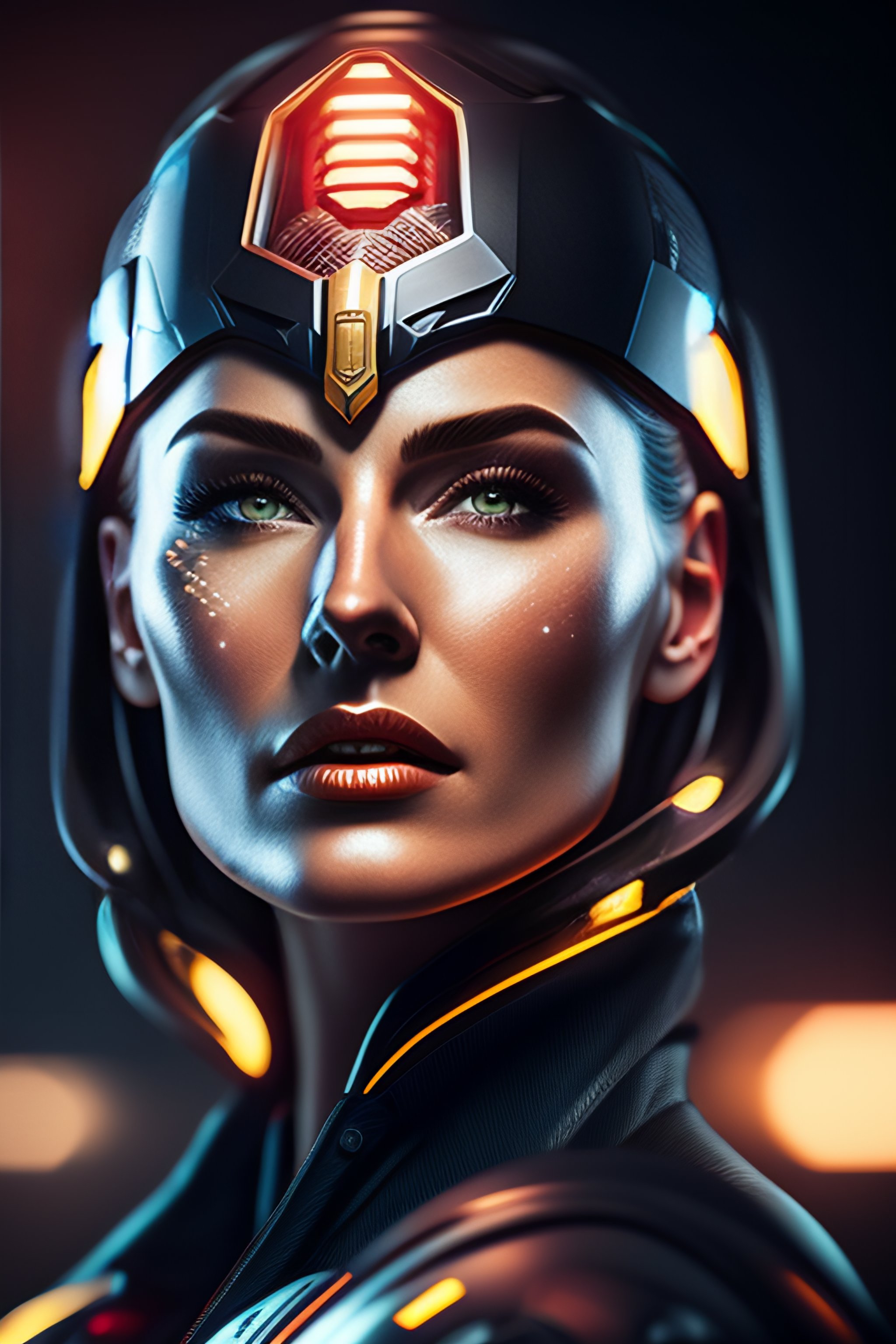 Lexica - Award winning front face portrait of a beautiful female cyborg ...
