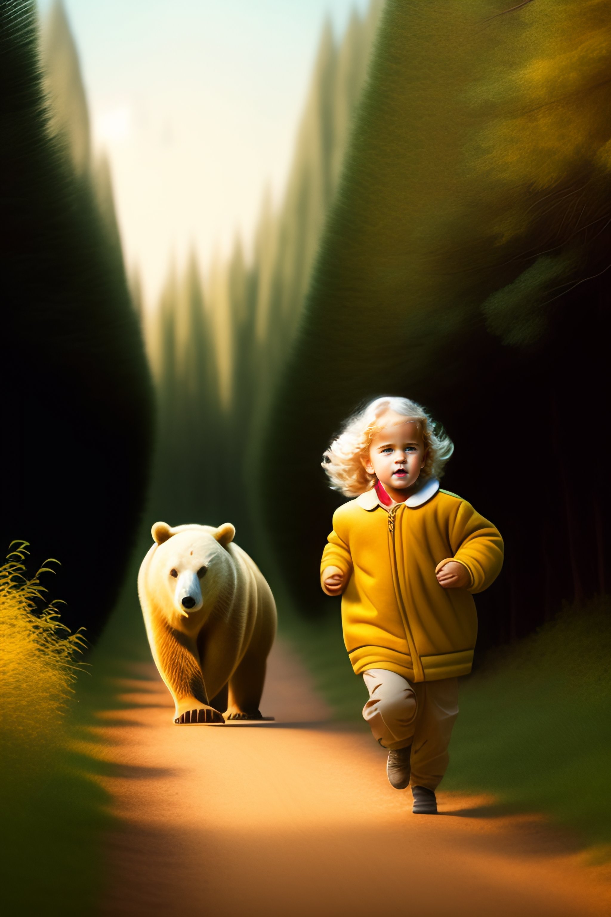 Lexica - Goldilocks running away from the three bears