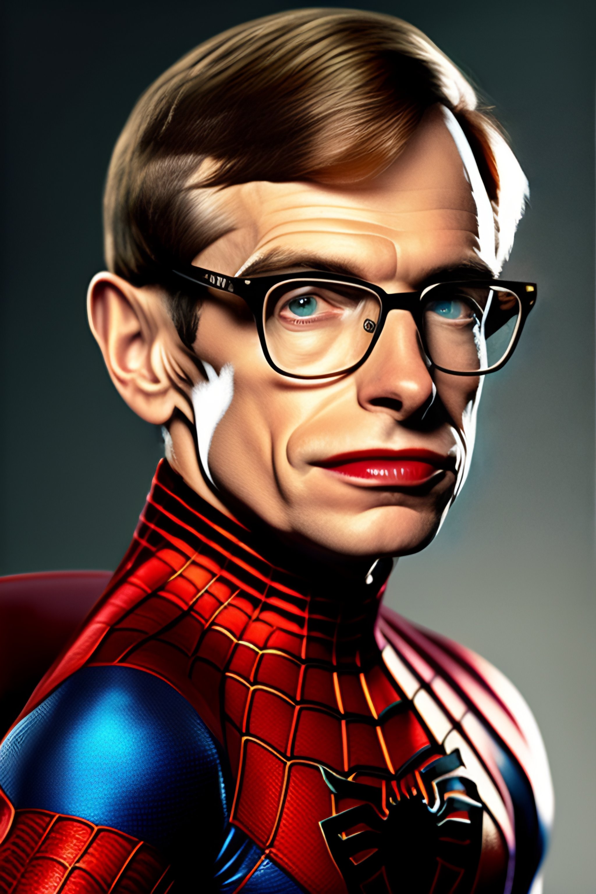 Lexica - Portrait of Stephen Hawking dressed as spiderman.