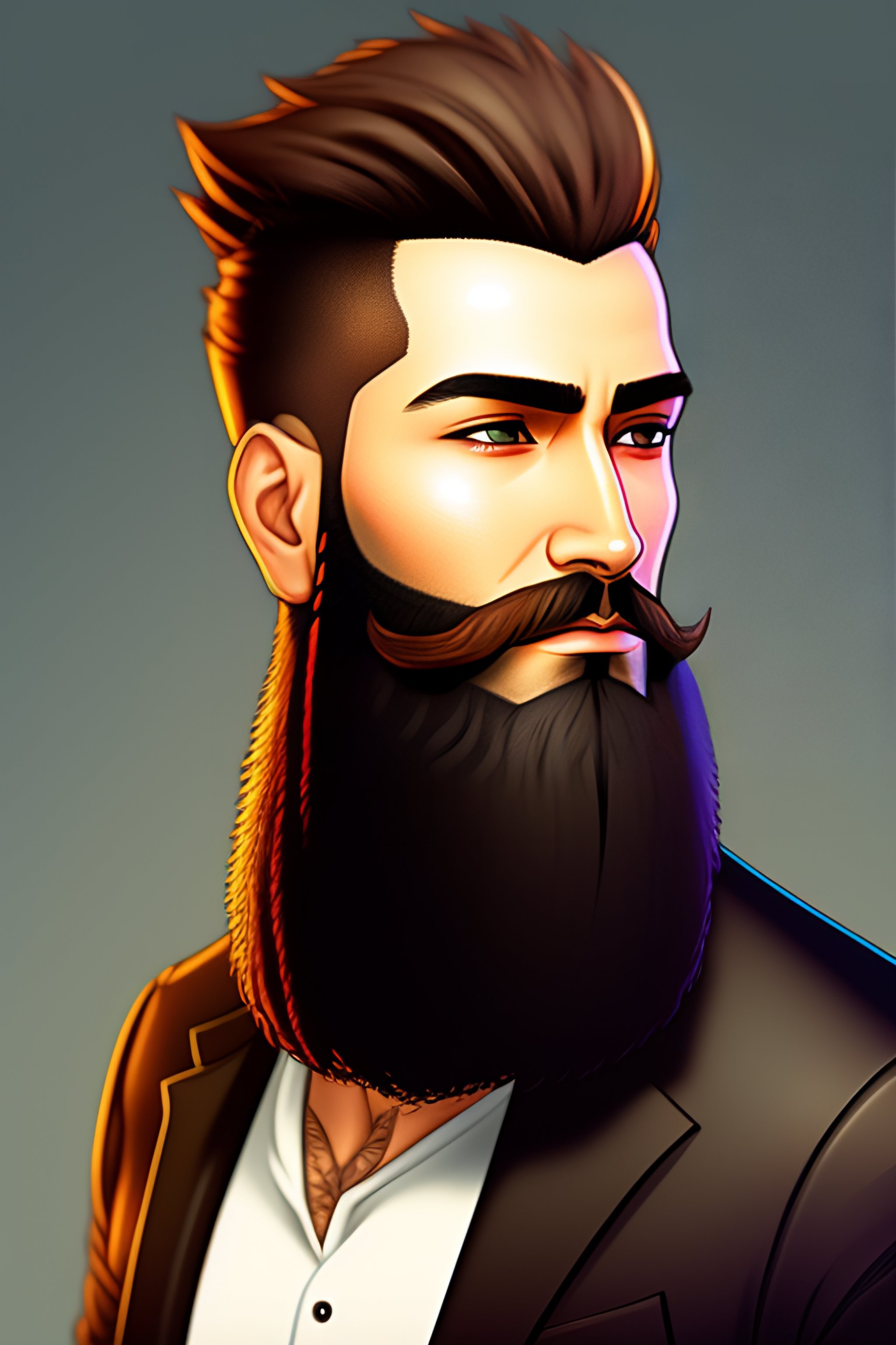 Lexica - Headshot of a man with long beard,cel shading, realistic ...