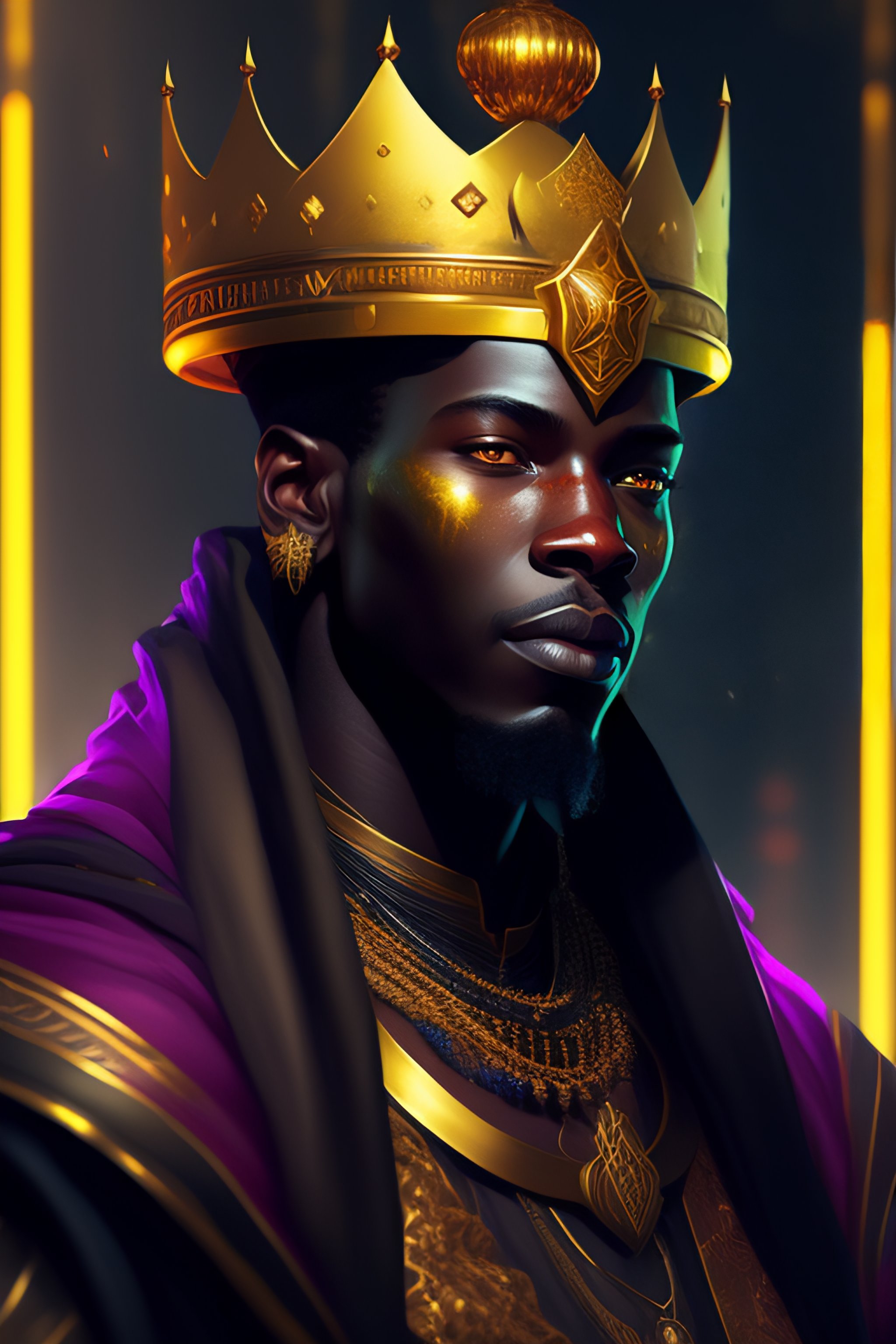 Lexica - A dark and ominous african moor with glowing eyes and a golden ...