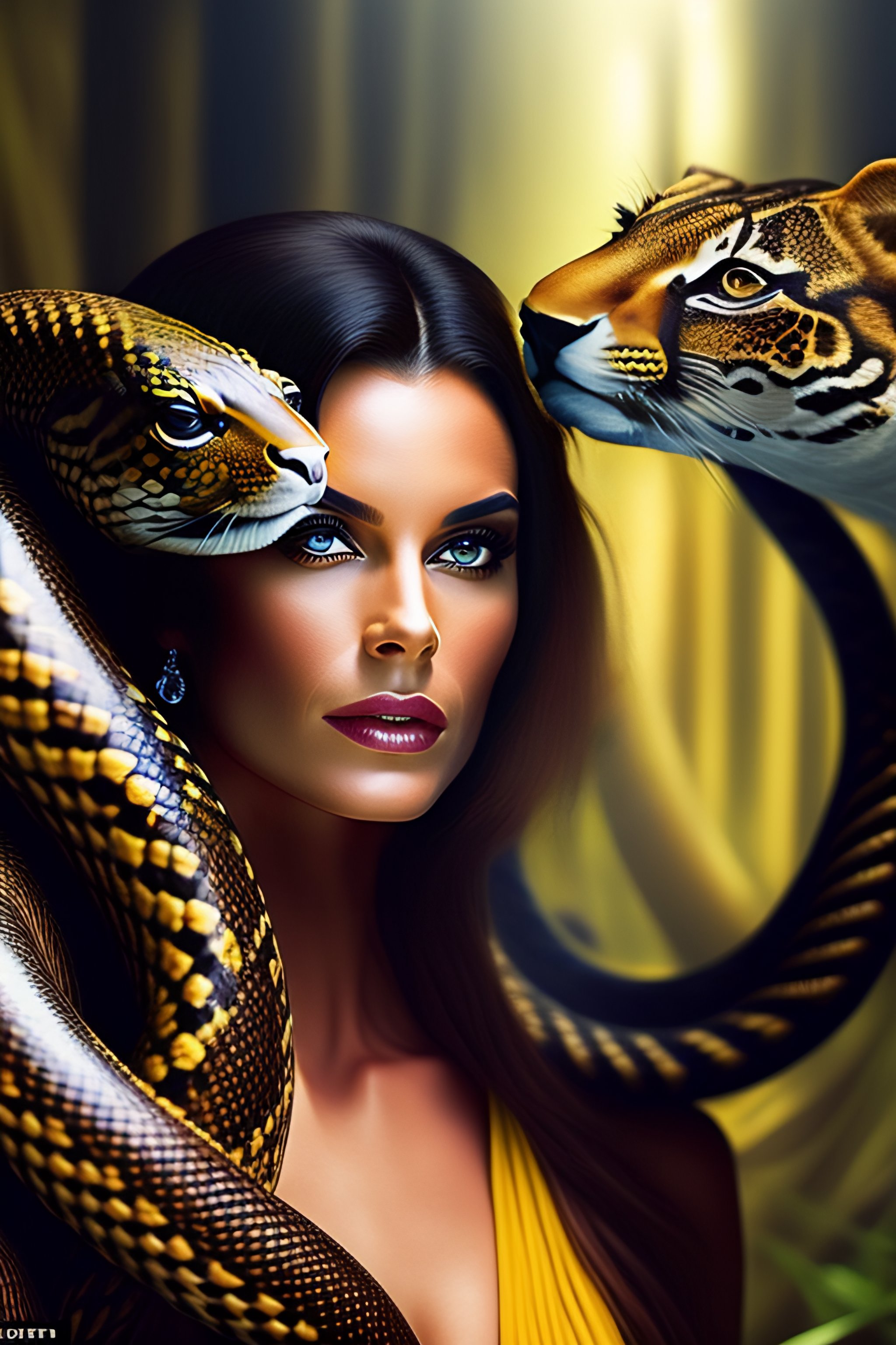 Lexica - Remove Use these settingsbeautiful woman, coiled by a snake ...