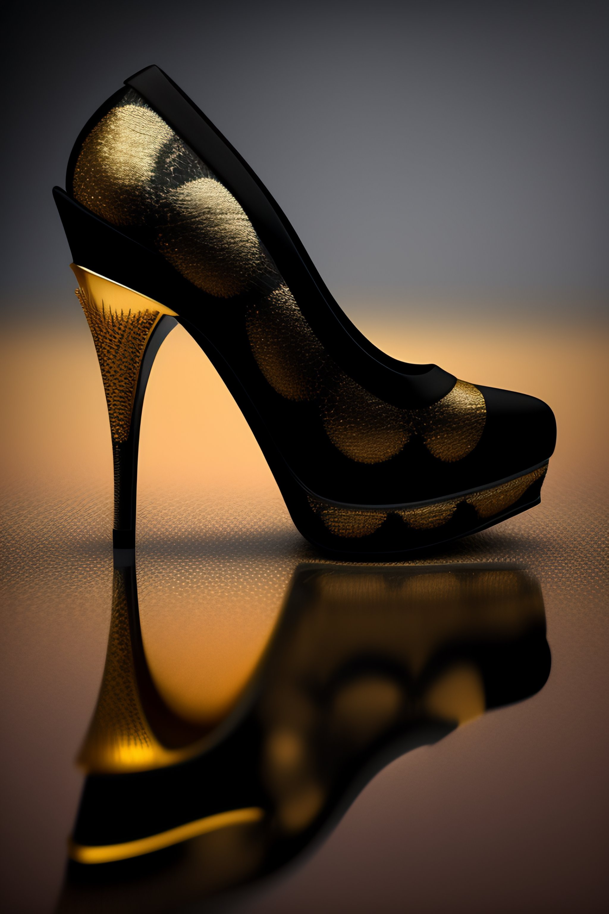 Lexica - A haute couture shoes hight heels, in two color black and gold ...