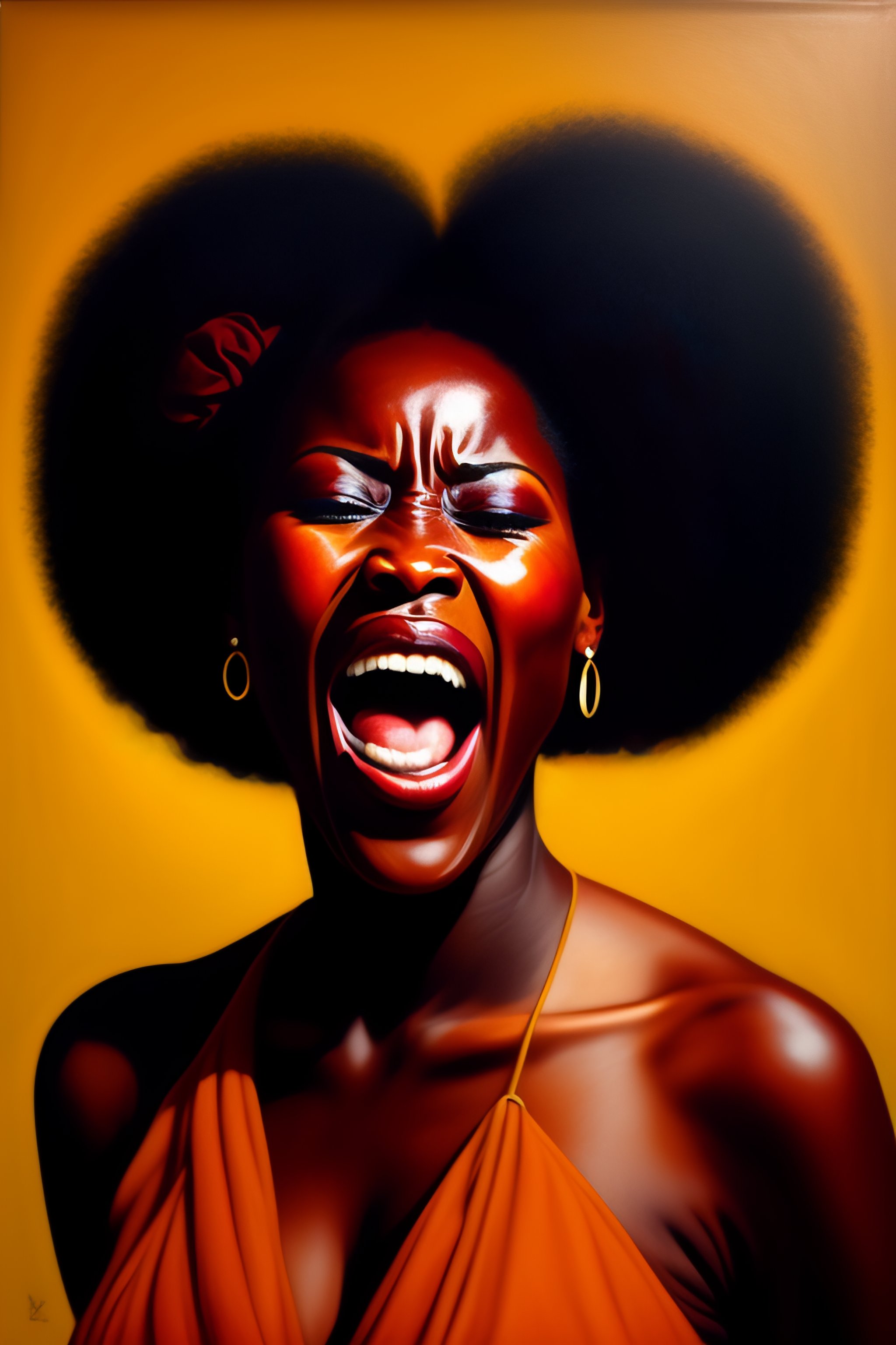 Lexica - Portrait of african woman screaming, crying