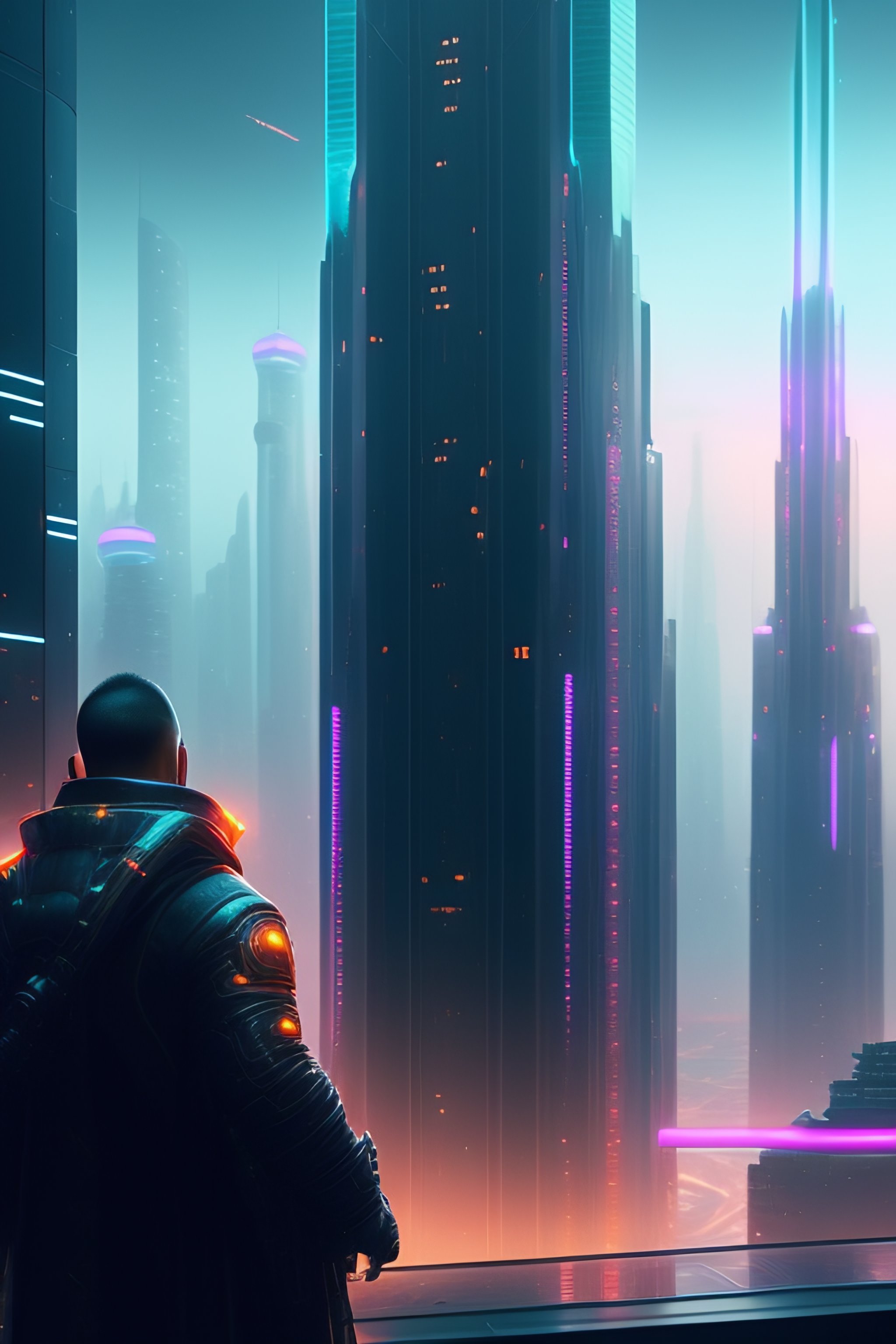 Lexica - Cyberpunk, monk, city, neon, skyscrapers, lights, unreal ...