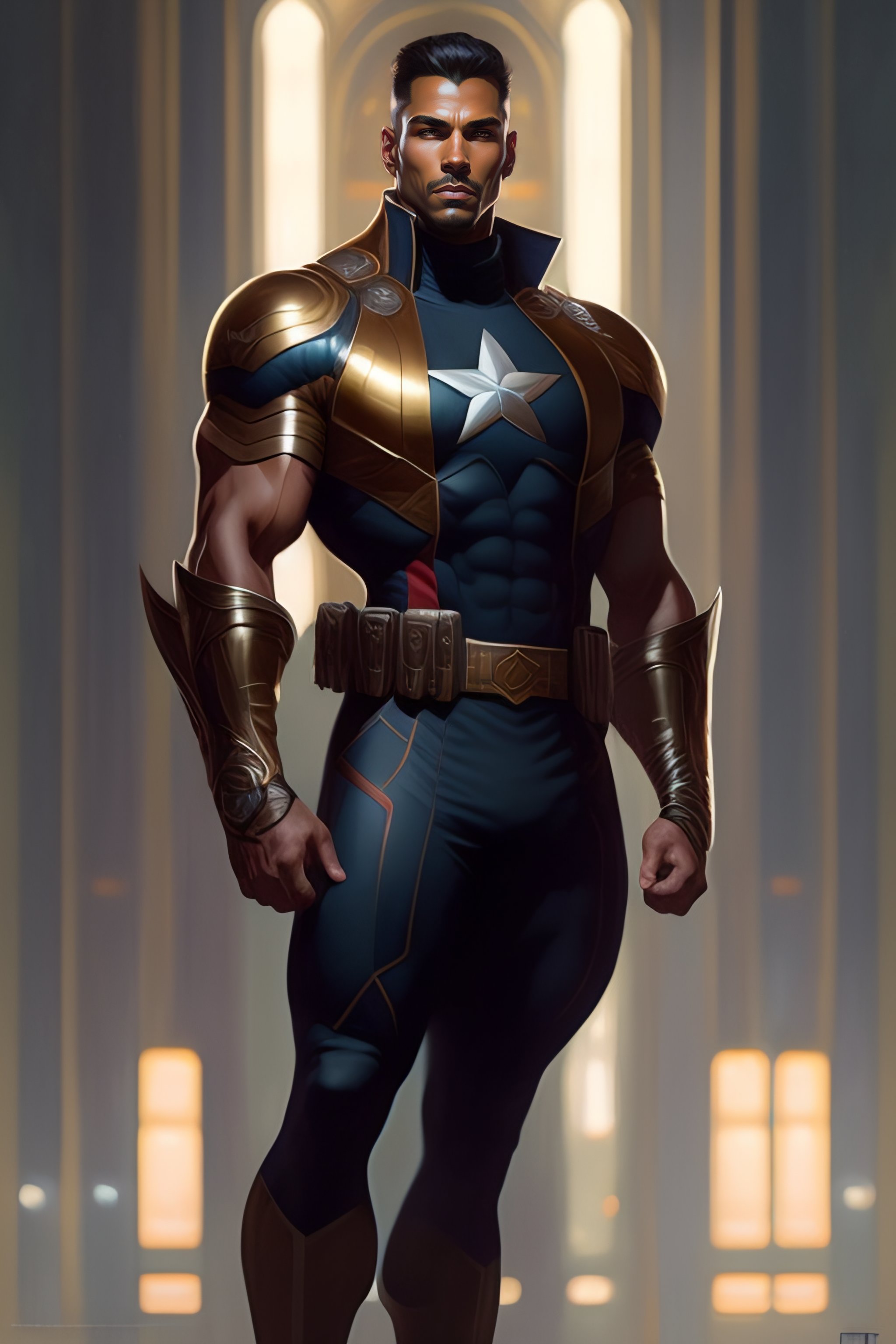 Lexica - Full body potrait thin muscular captain america standing with ...