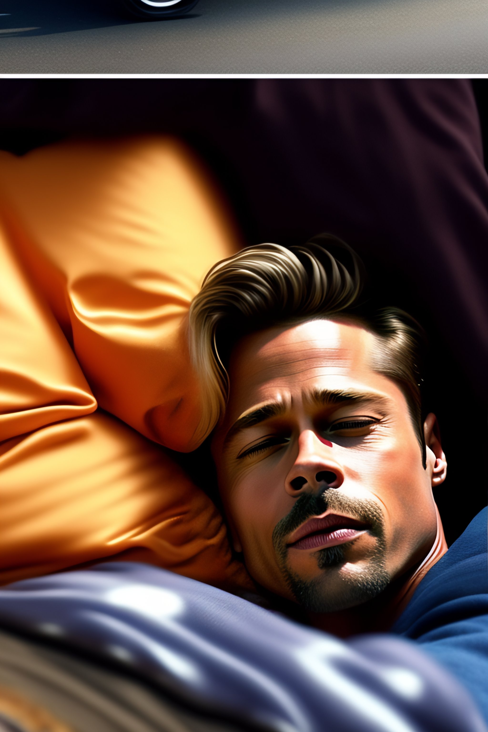 Lexica - Brad pitt sleeping on the street with cat
