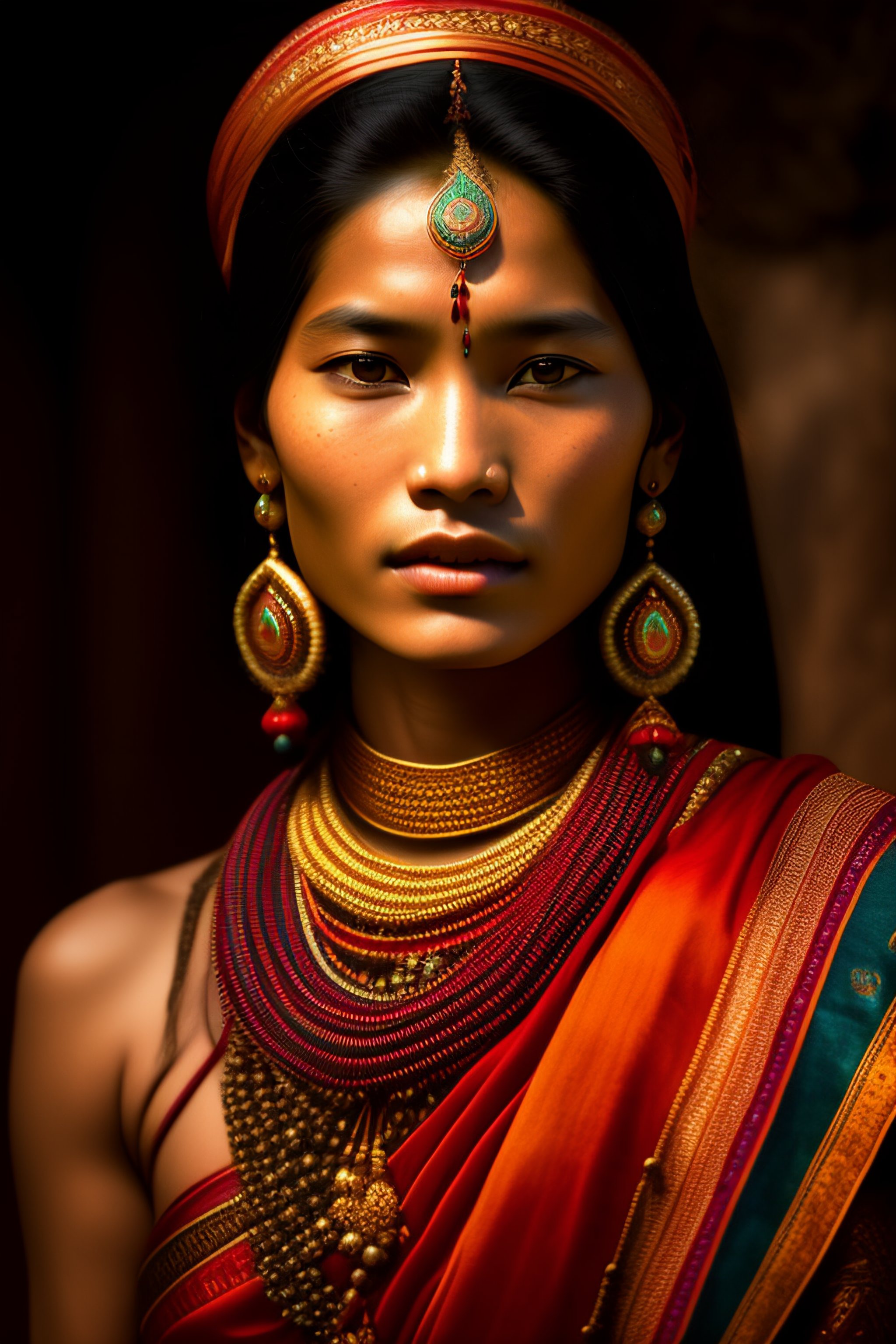 Lexica - Portrait of a stunningly beautiful alluring nepalese tribal ...