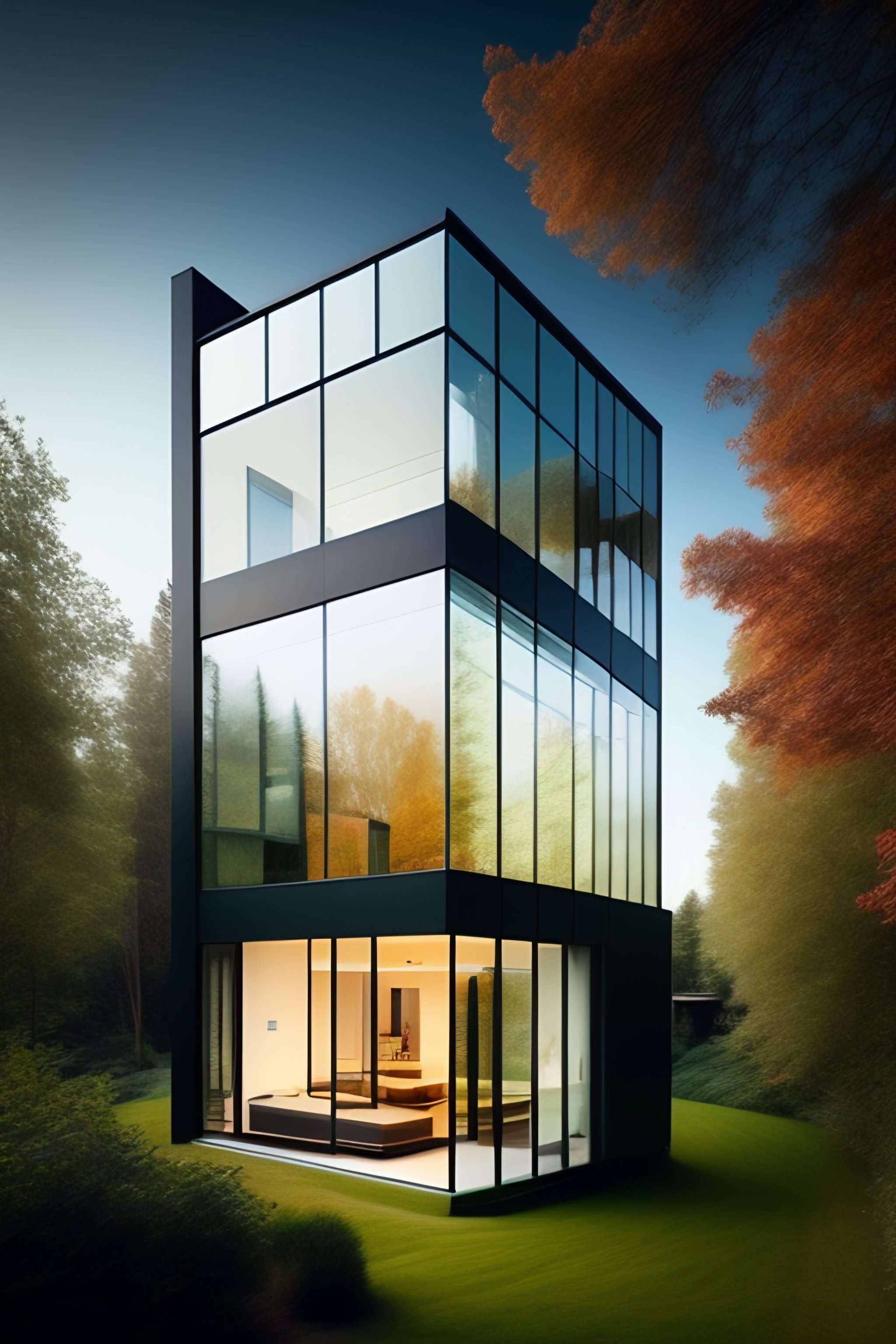 Lexica - A house made entirely of glass. glass furniture, glass walls ...