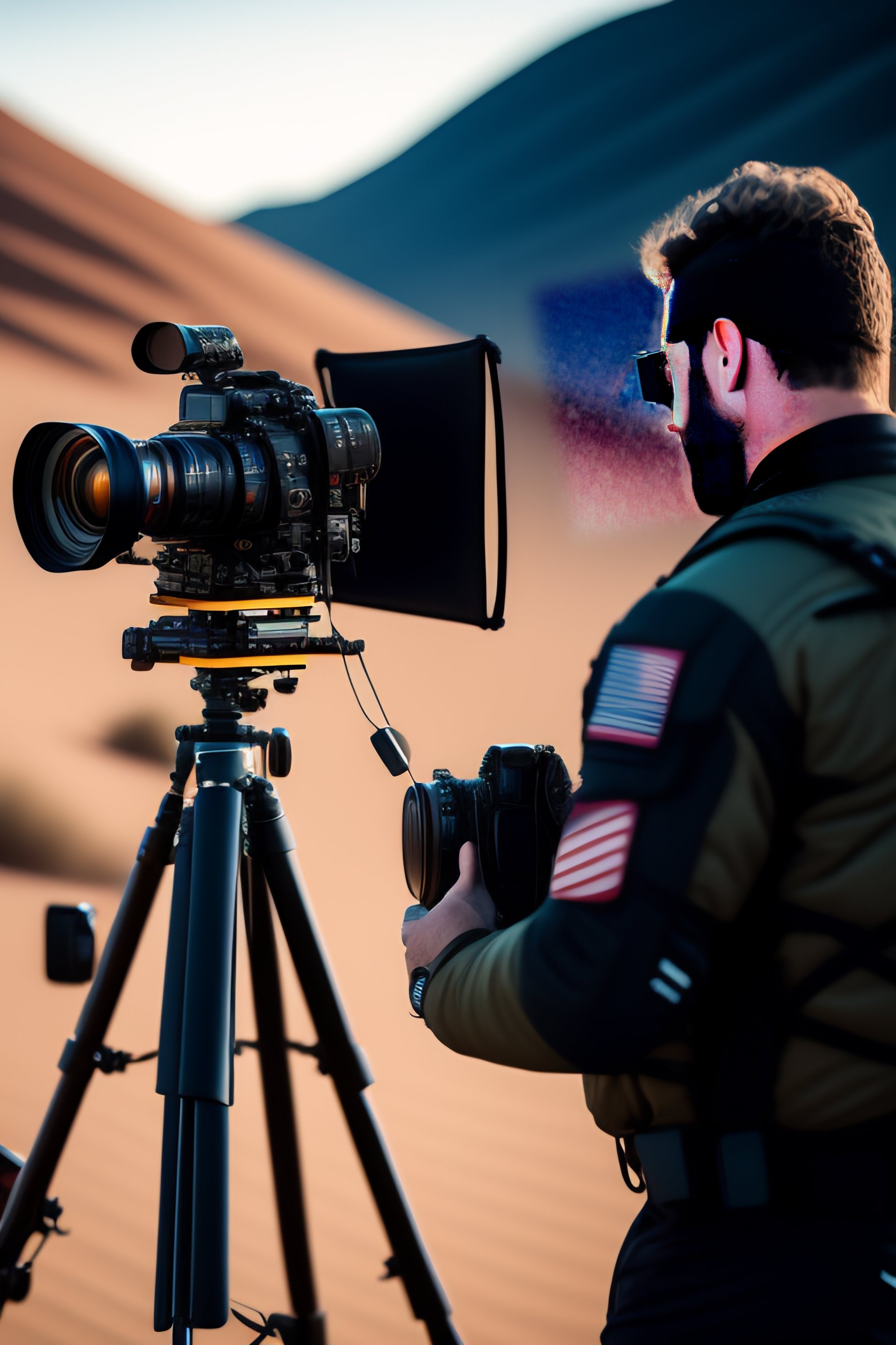 Lexica - Cameraman with Blackmagic pocket cinema camera and soundman on ...