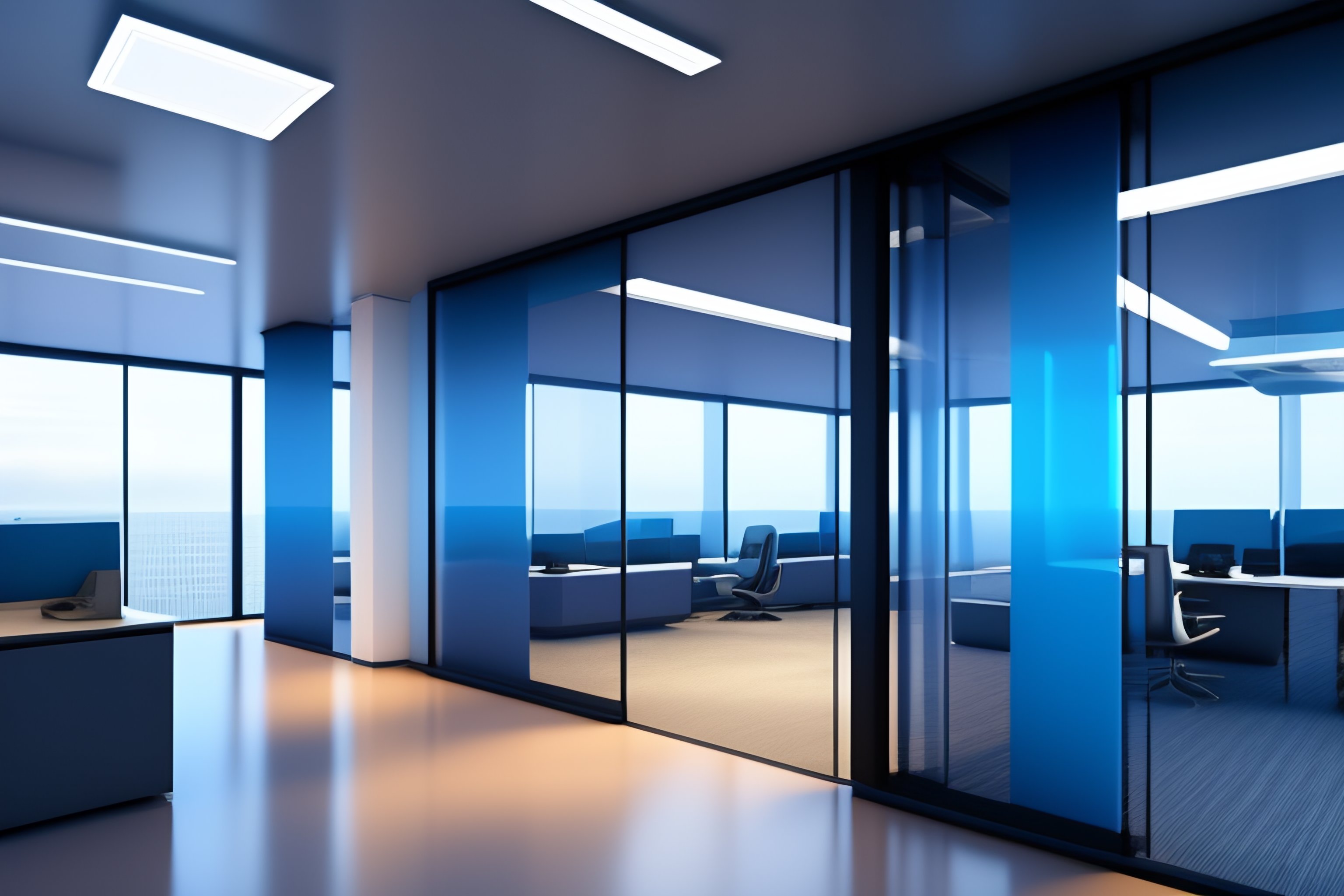 Lexica - Futuristic coporate office interior photorealistic archviz ...