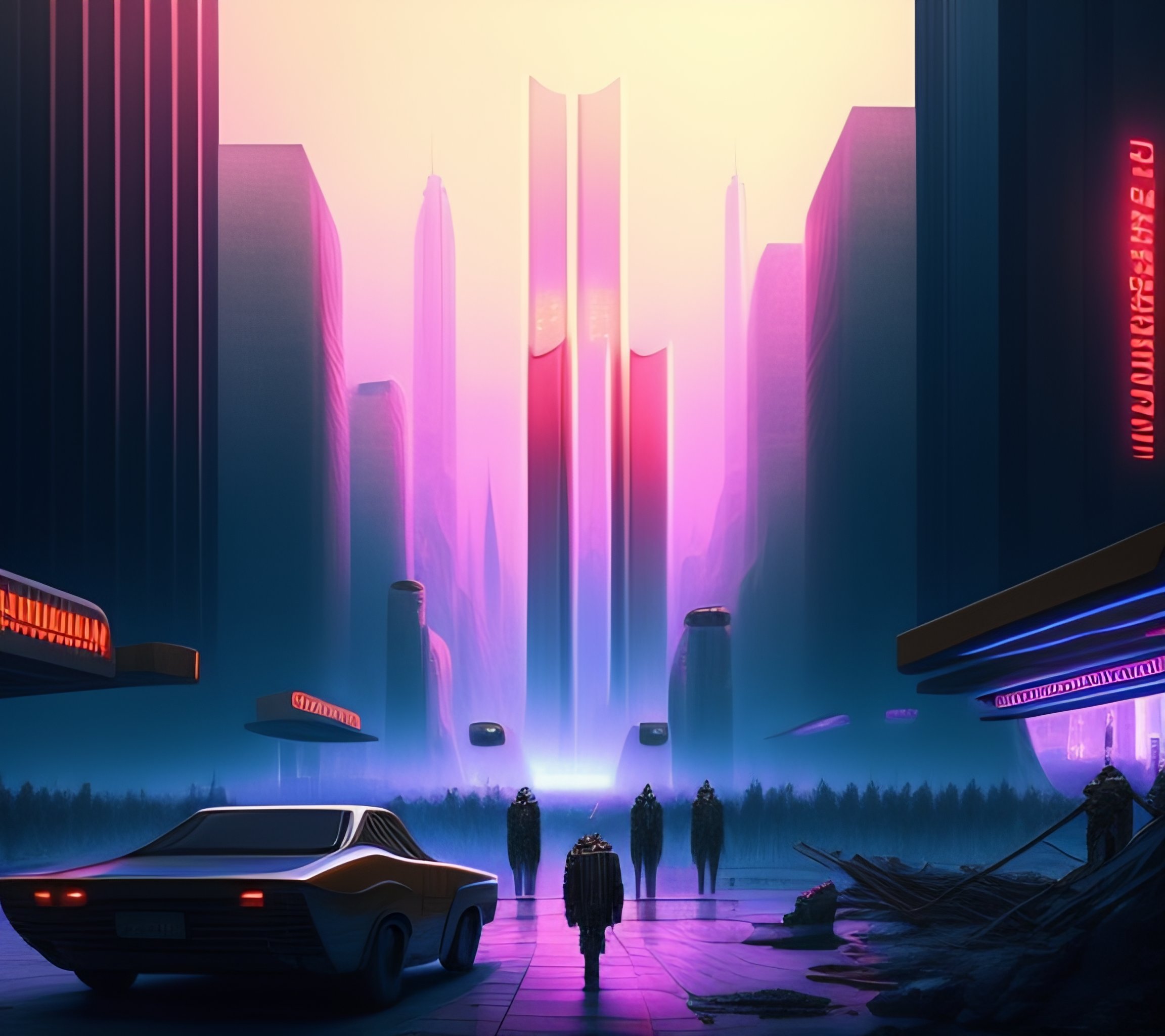 Lexica - Dystopian ultratechnological futuristic neon city with ...