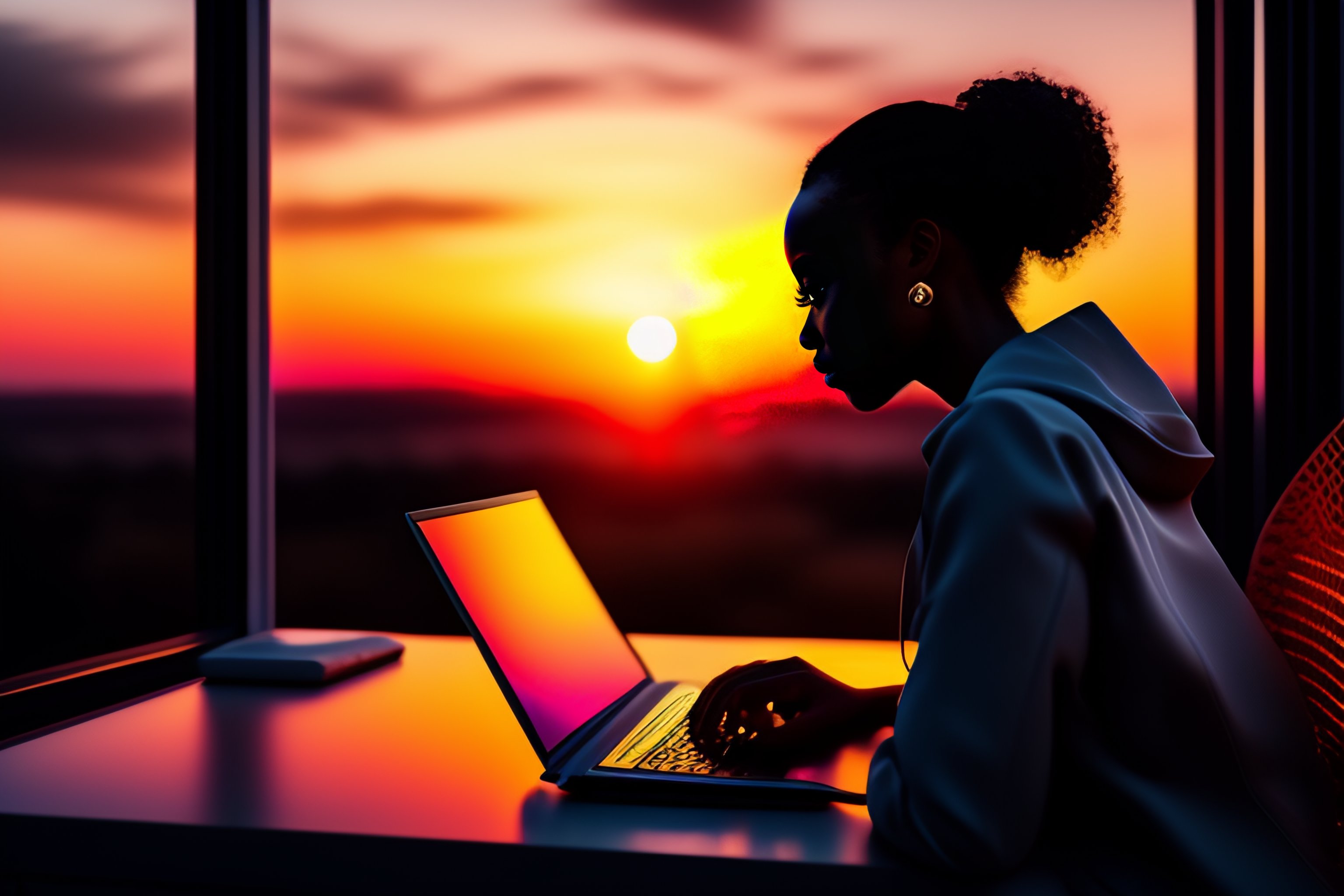 Lexica - African female software developer. Coding on her laptop ...