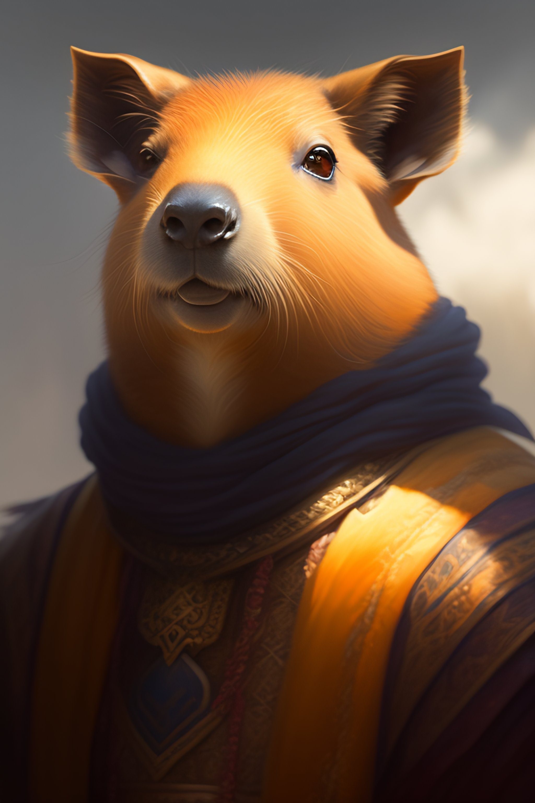 Lexica - A detailed portrait of capybara illustrator, by justin gerard ...