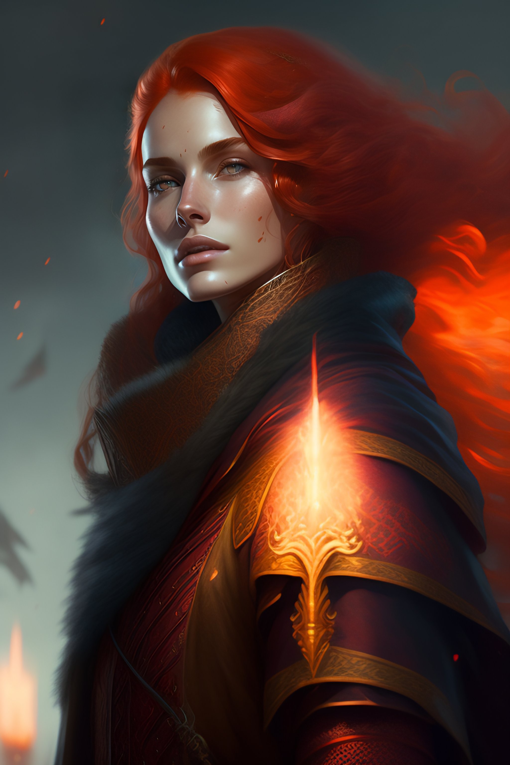 Lexica - Portrait of medieval english sorcerer red ginger hair, dark ...