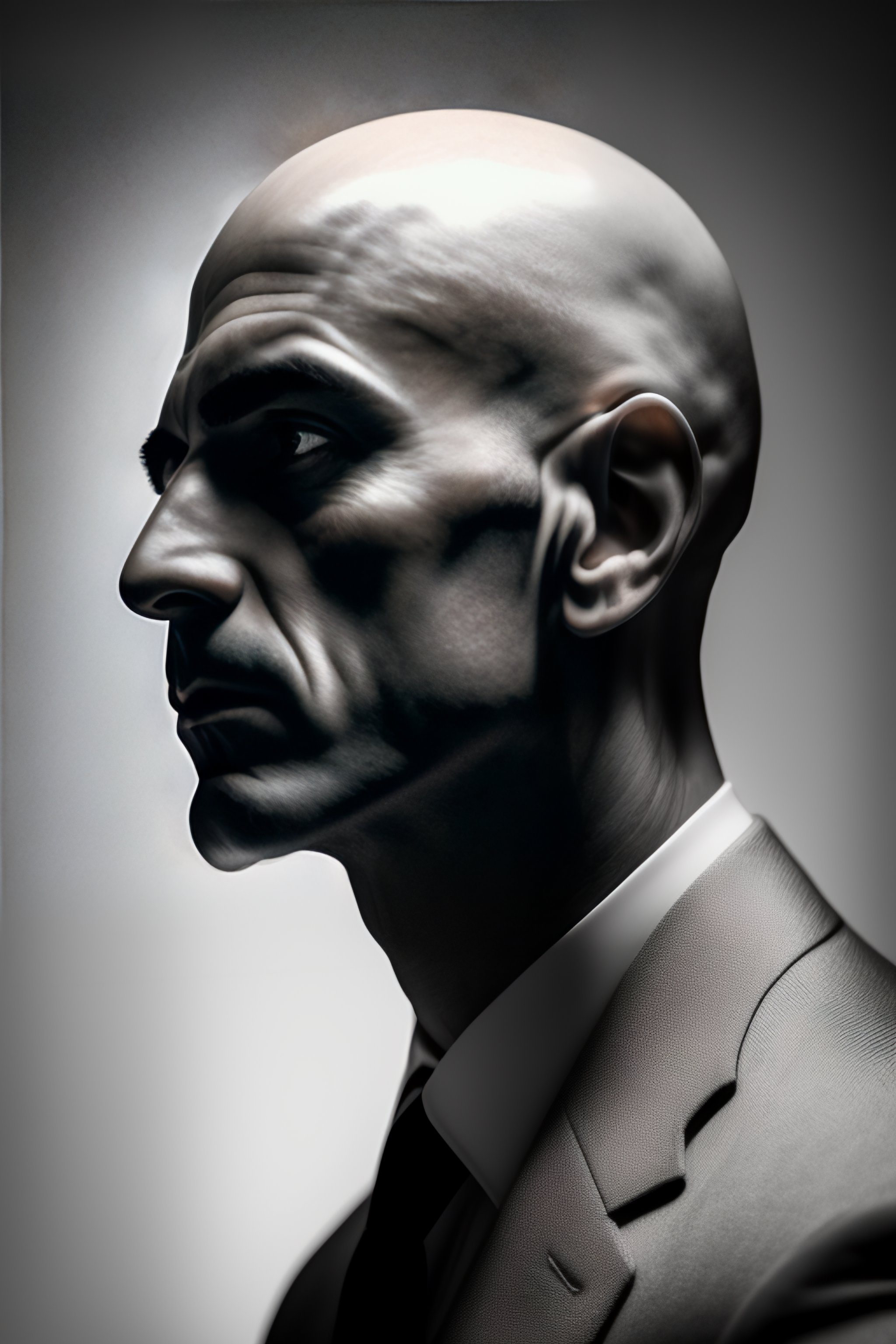 Lexica - A close-up profile photograph of a bald, stubbled Ashkenazi ...