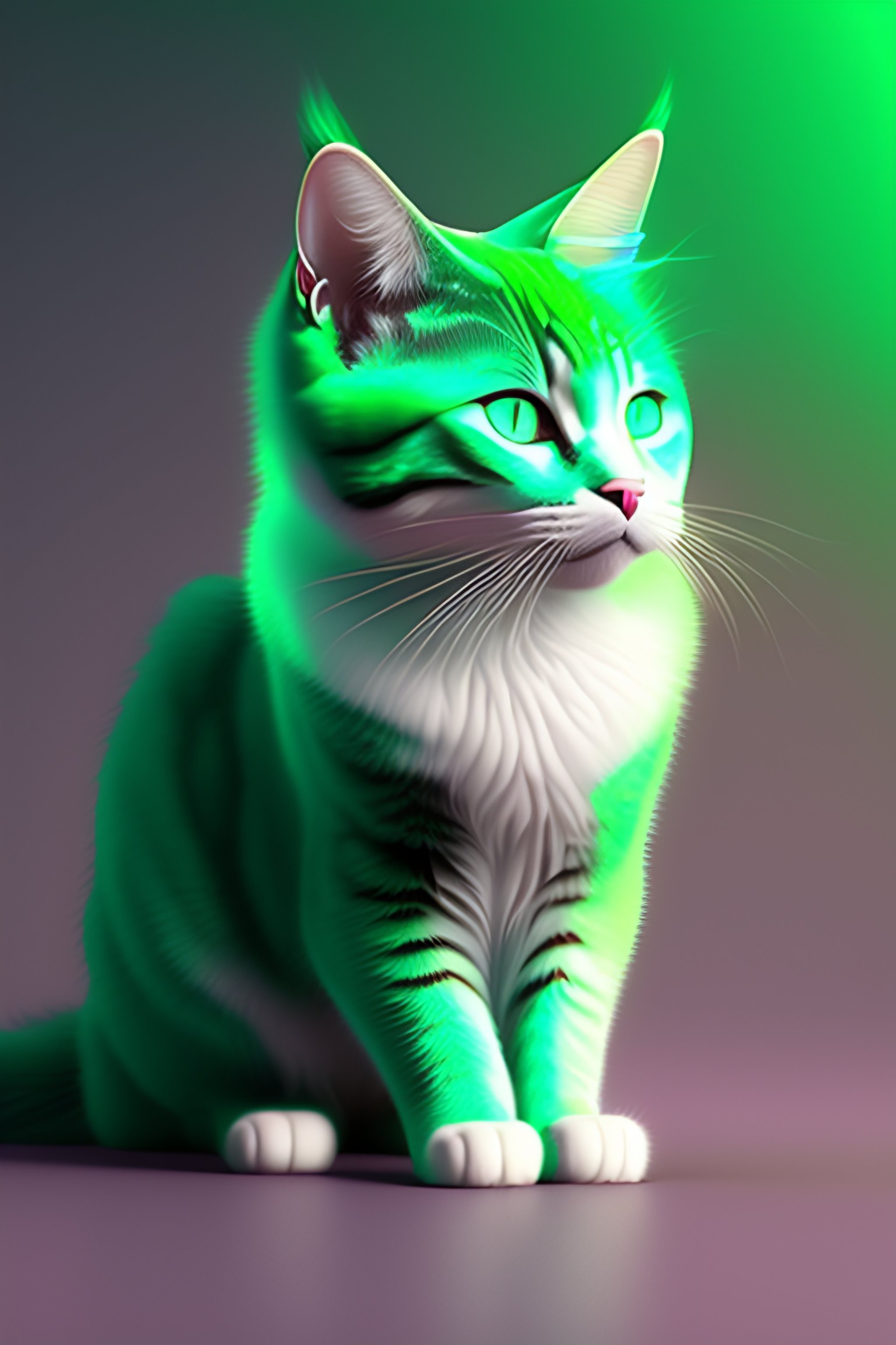 Lexica - Mint green fursona cat,its tongue is bright green,furry style