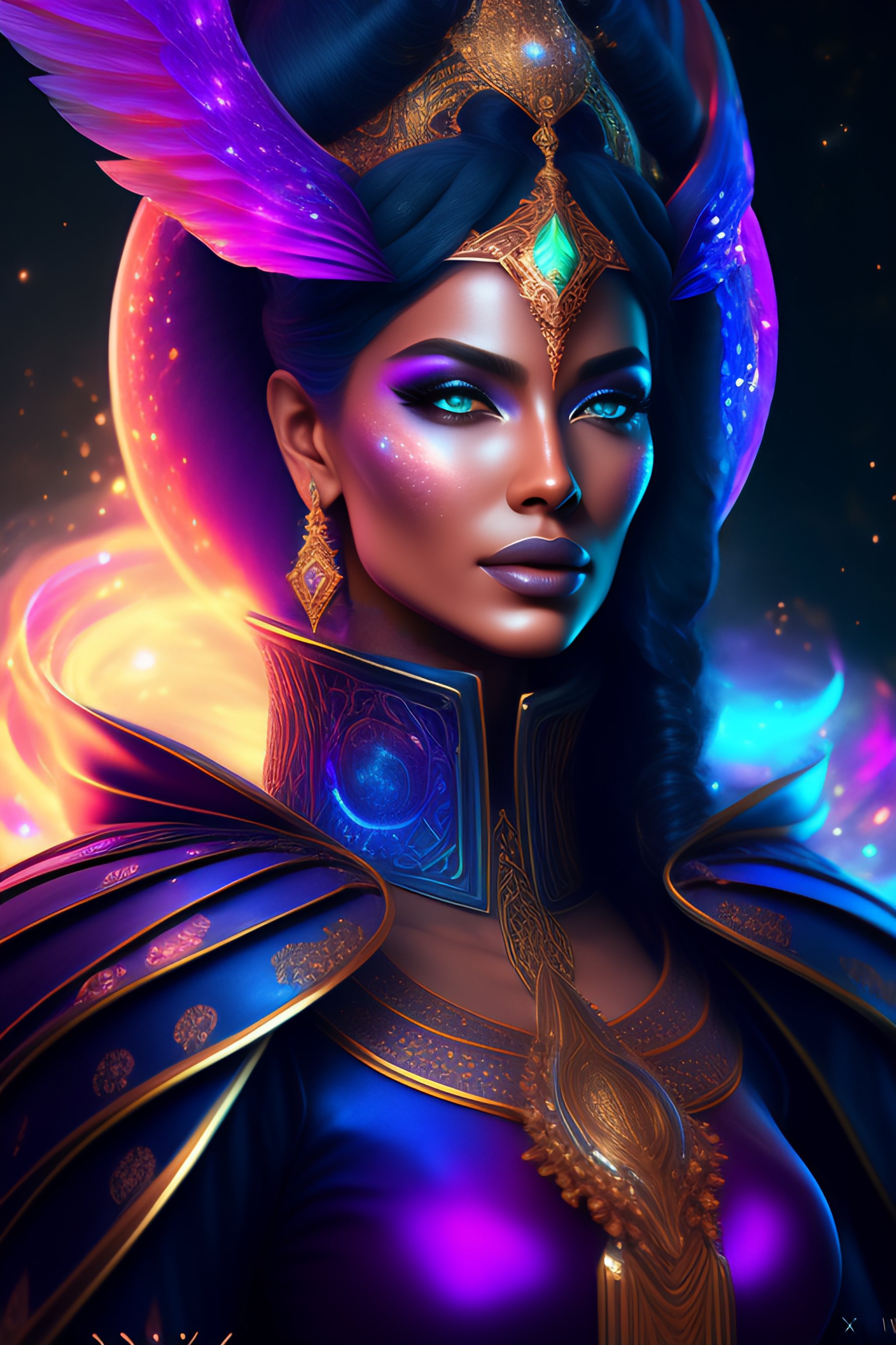 Lexica - Cosmic sorceress, nebulas, galactic, Concept art portrait by ...