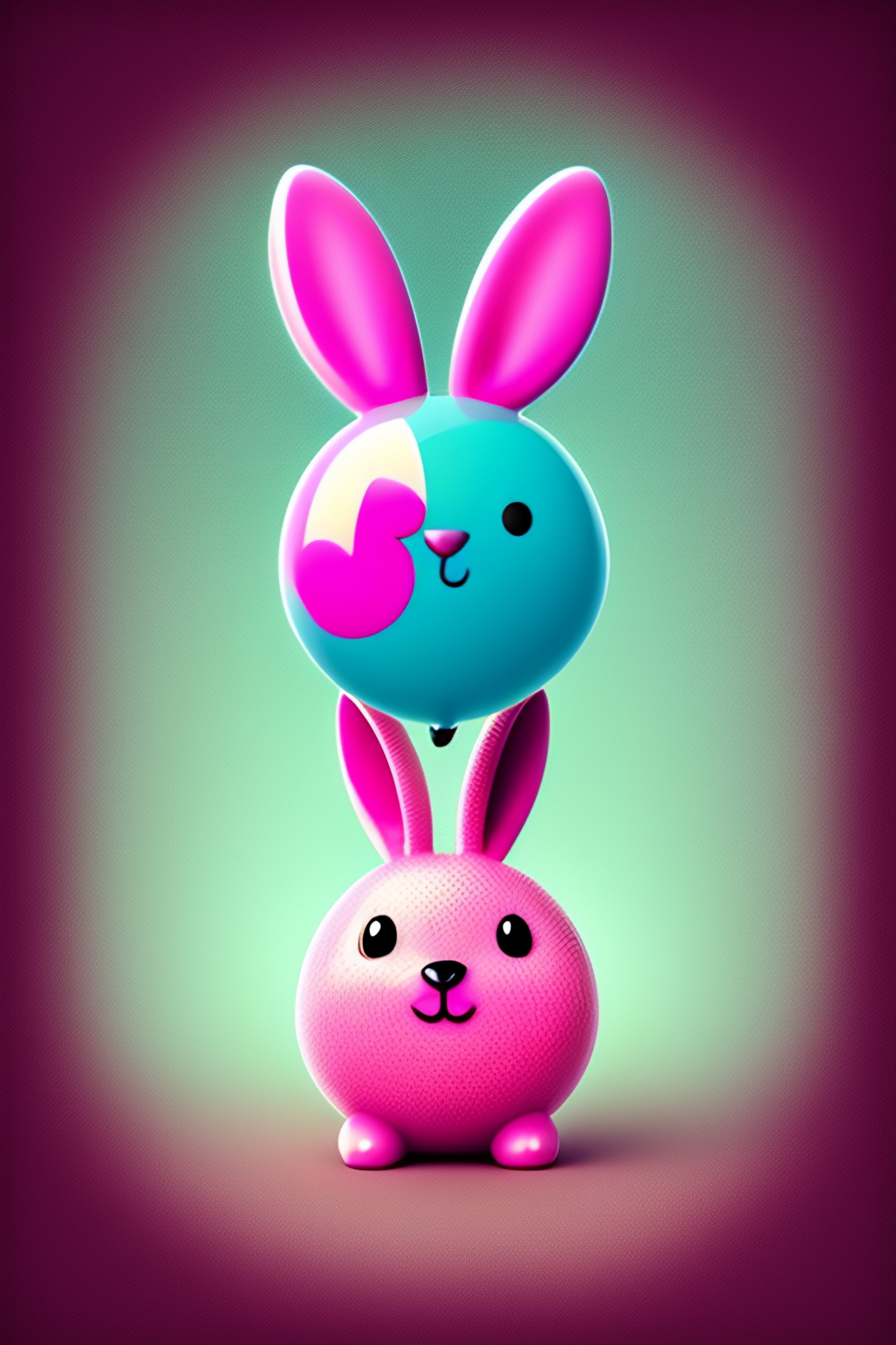 Lexica - Cute little pink bunny with a balloon create as a vector art