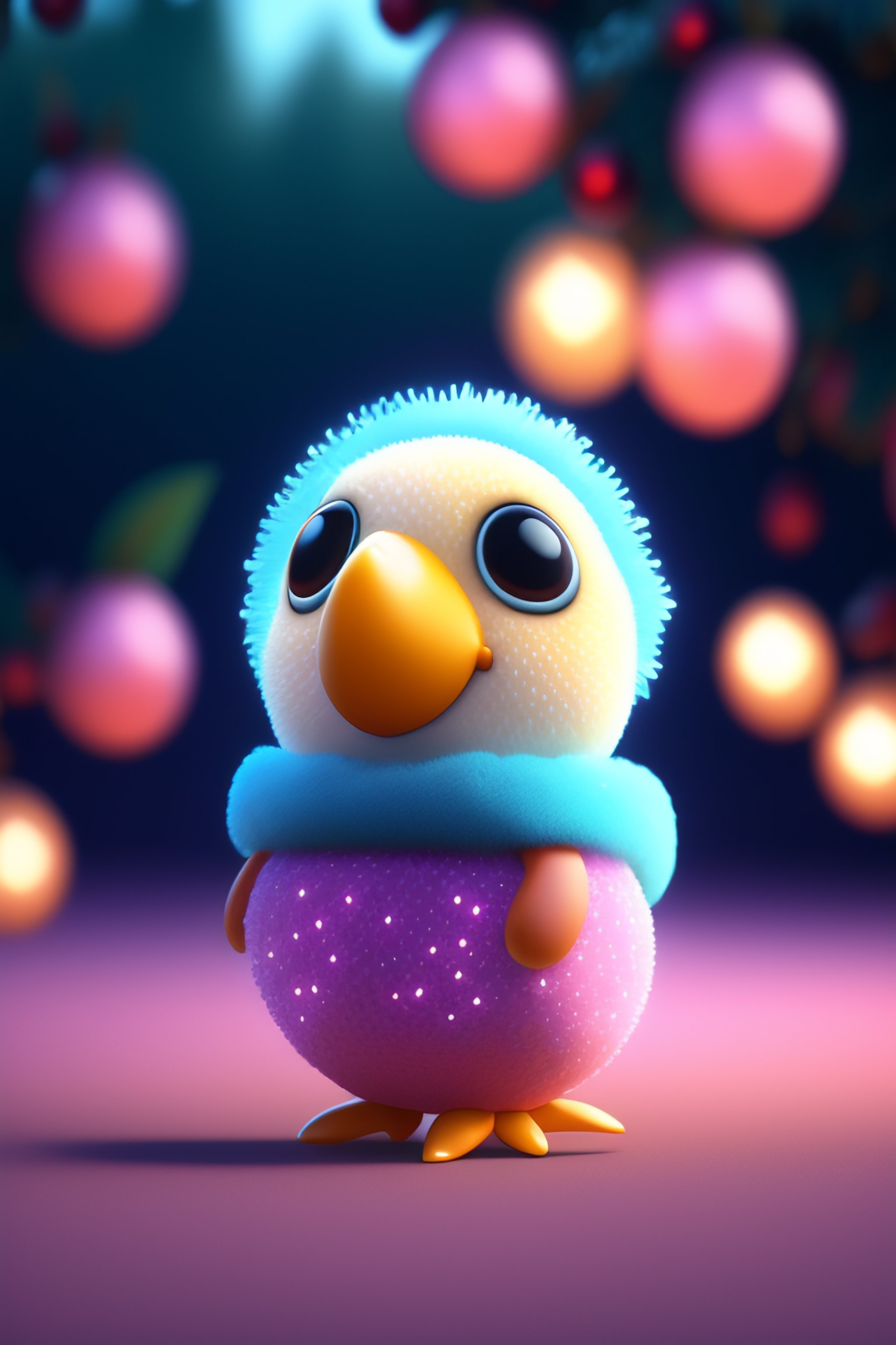 Lexica - A super cute Pixar chicken baby in the distance, plush toy ...
