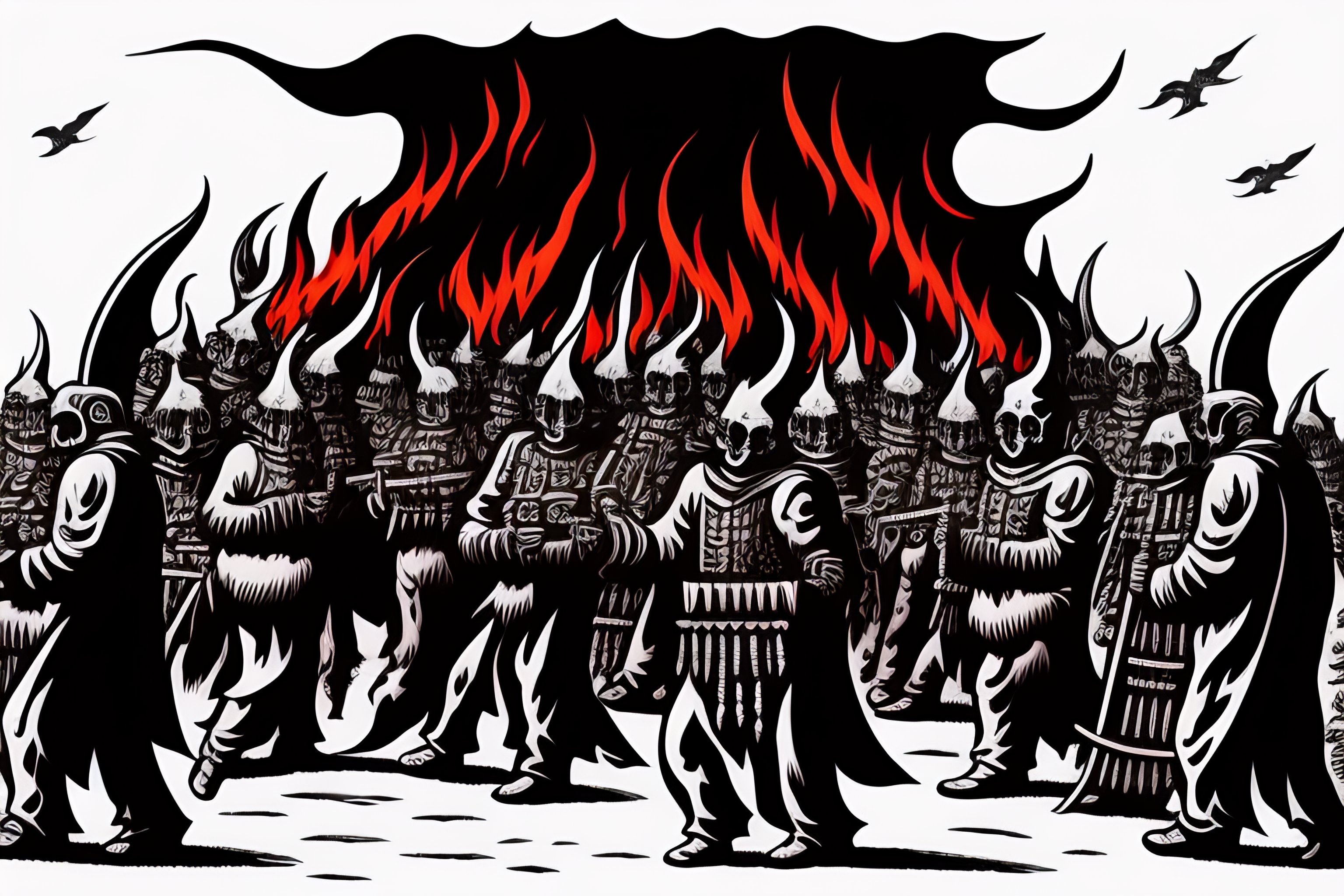 Lexica - Satan in hell with his army of skeletons of fire in hell