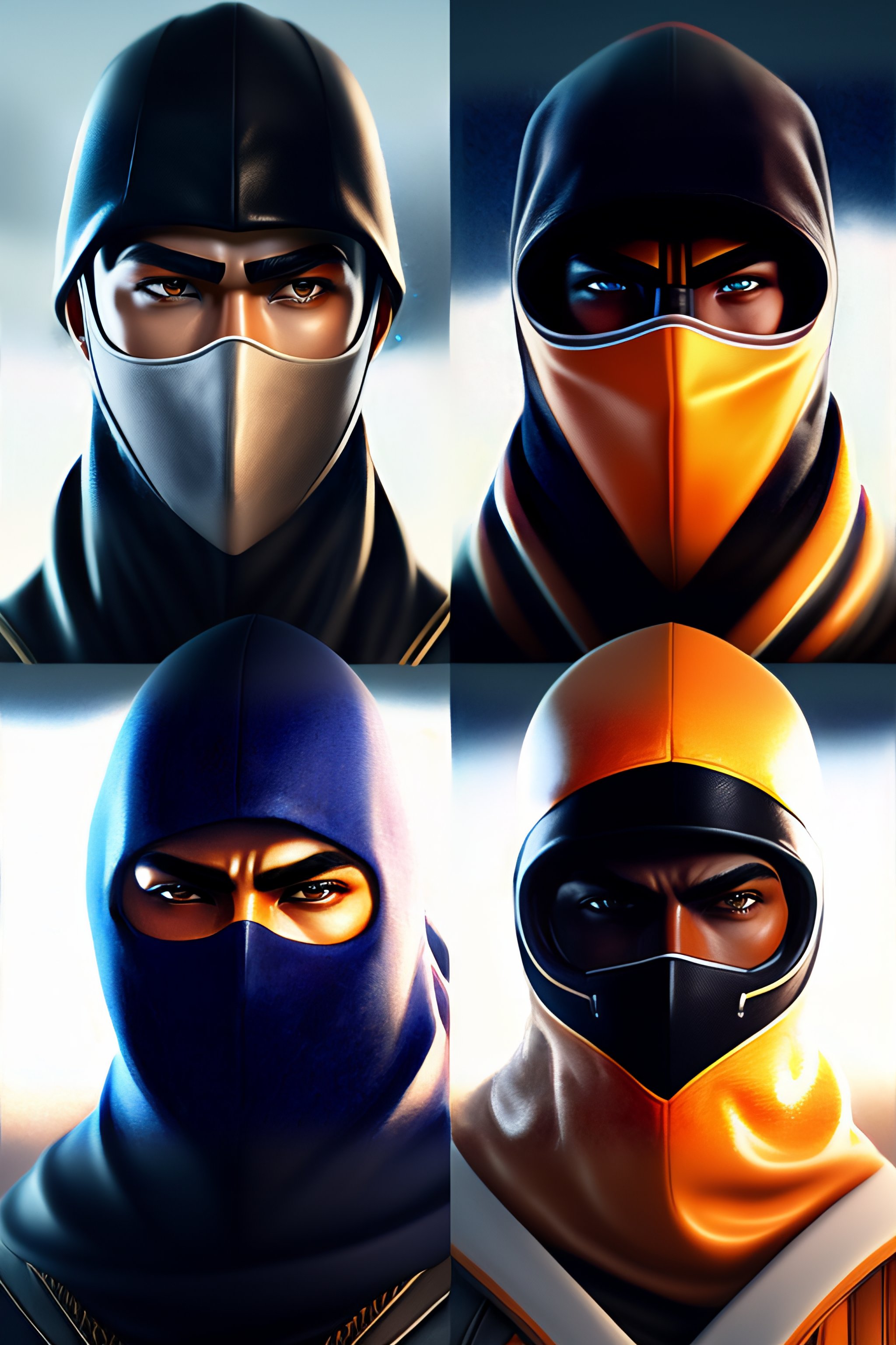 Lexica - An oil painting 4 masked men waering balaclavas, cartoon, by ...