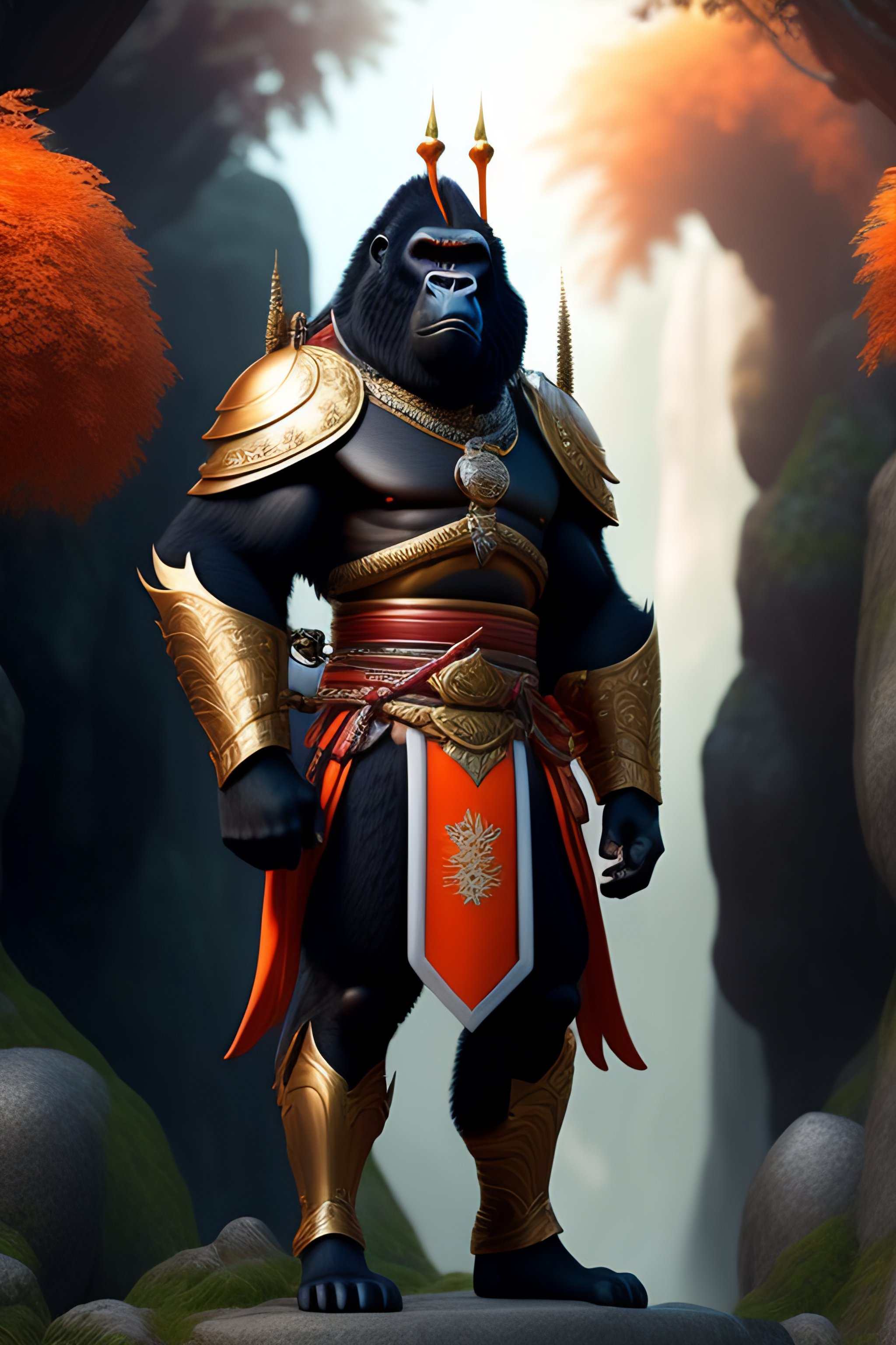 Lexica - A highly detailed matte painting of a Gorilla Samurai in full ...