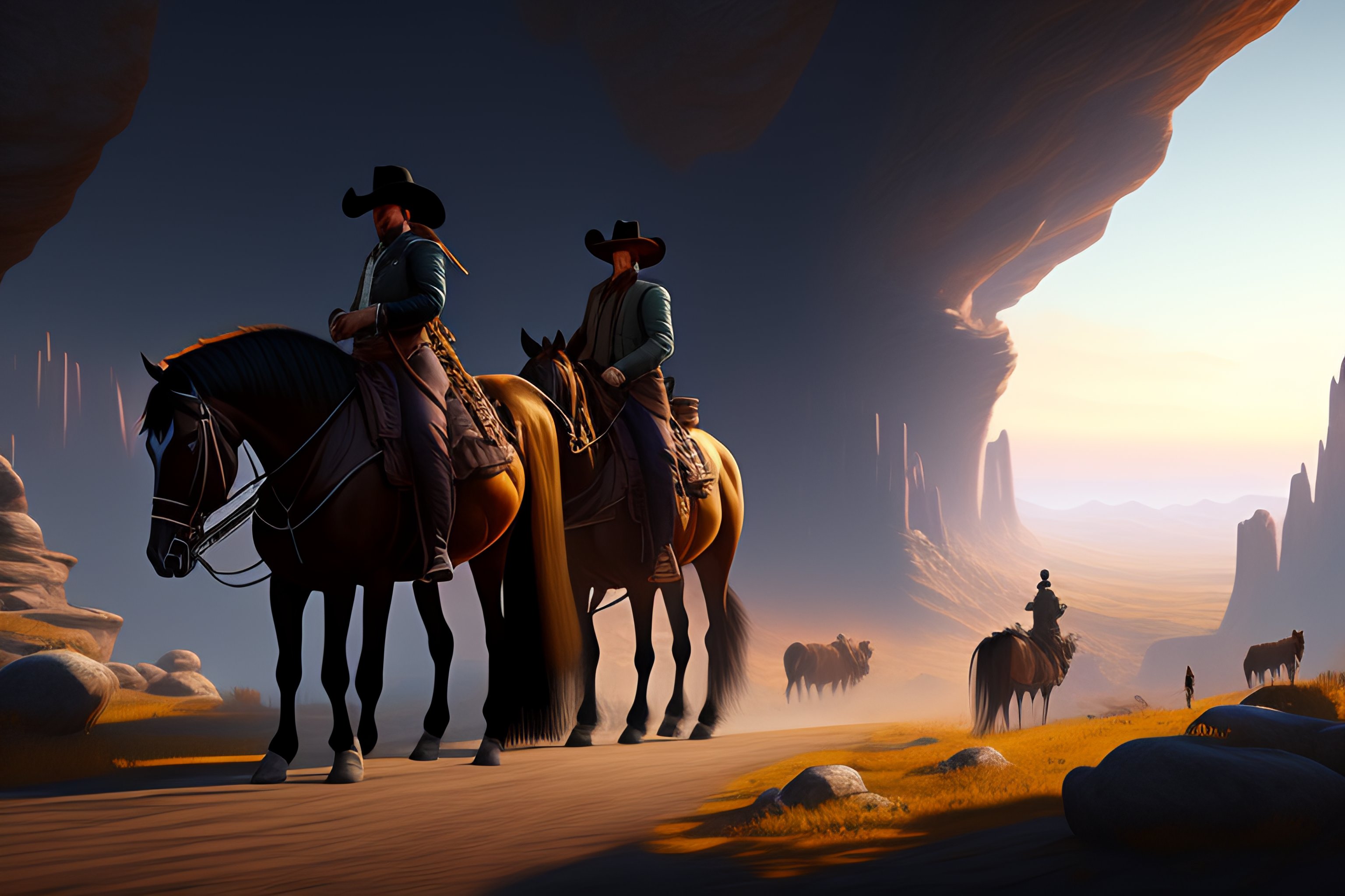 Lexica - Great Western Trail, Lone Cowboy, a masterpiece, 8k resolution ...
