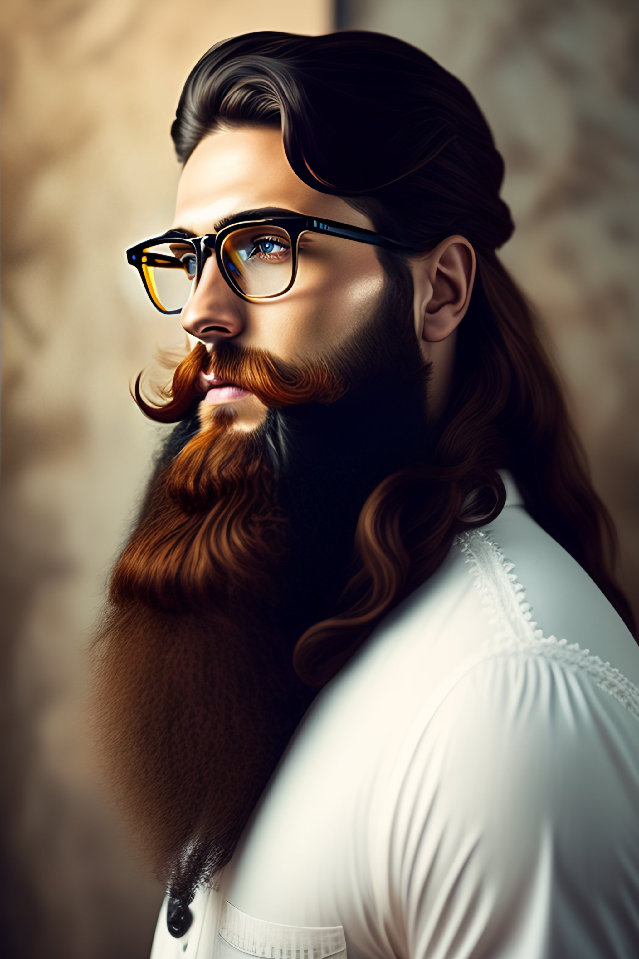 Lexica - Long hair beard band with glasses