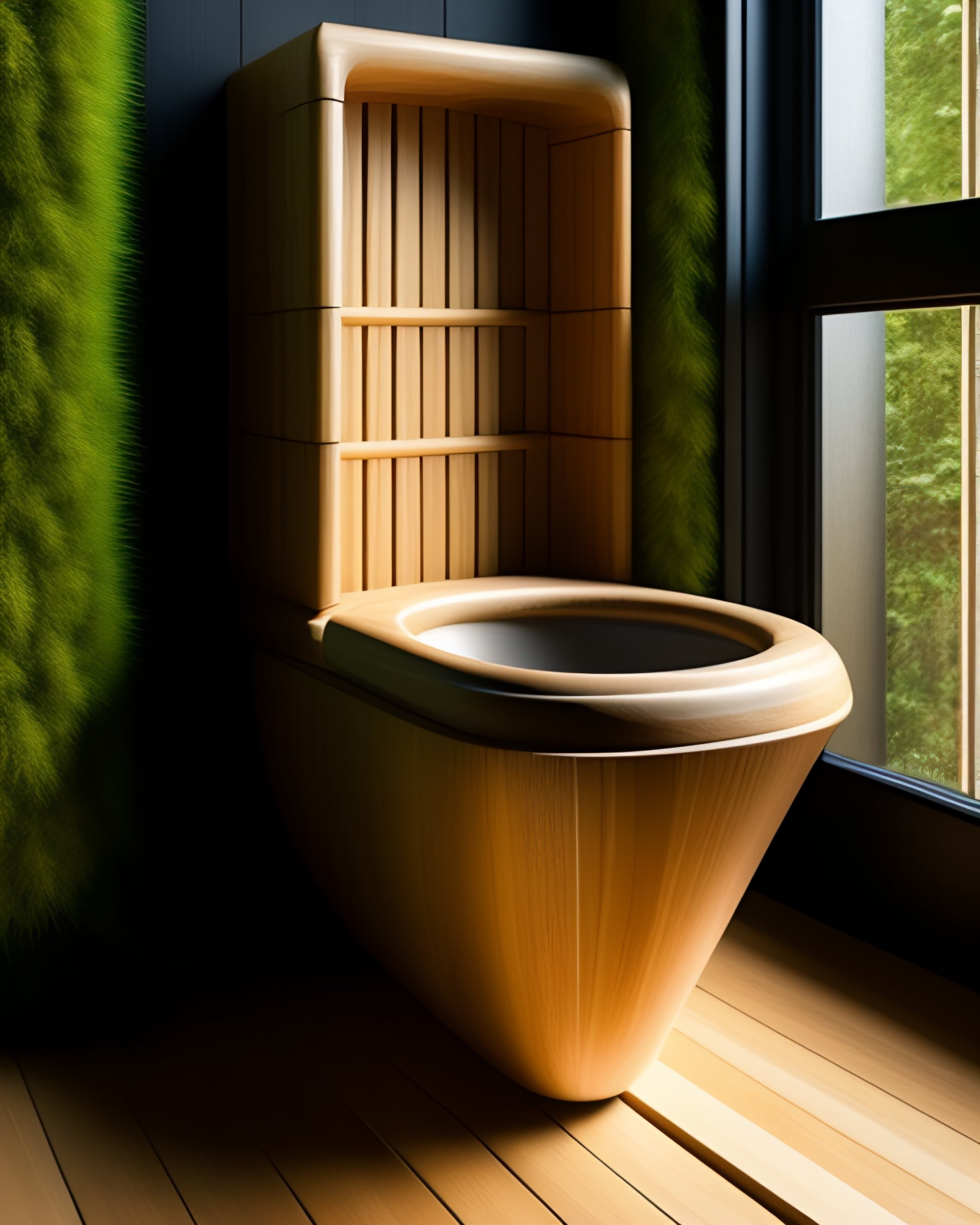 Lexica - A wooden urinal made out of old bamboo. Moss. Cottage core urinal