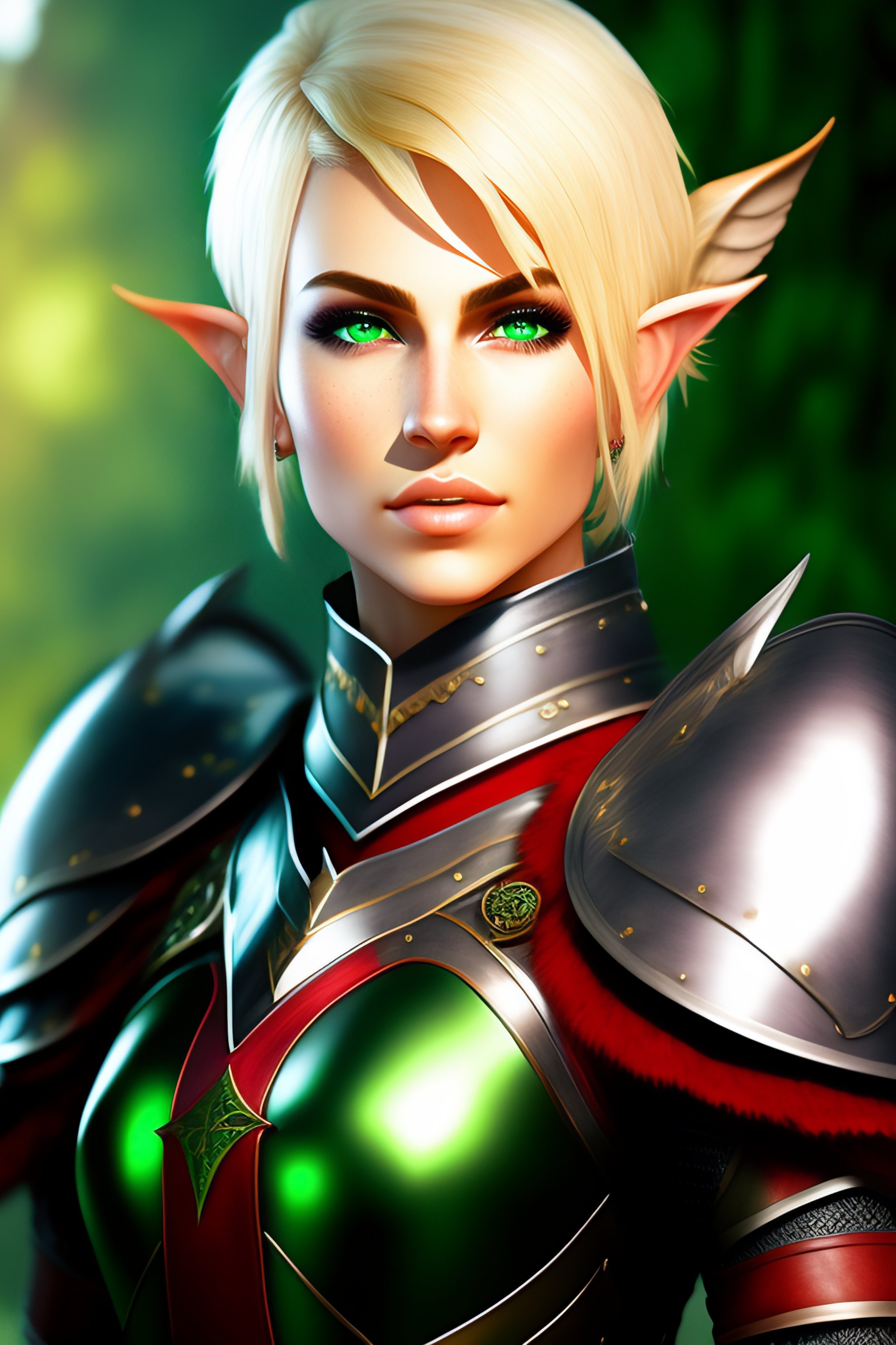 Lexica - Young adult female, leather armour, blonde hair, pixie cut ...