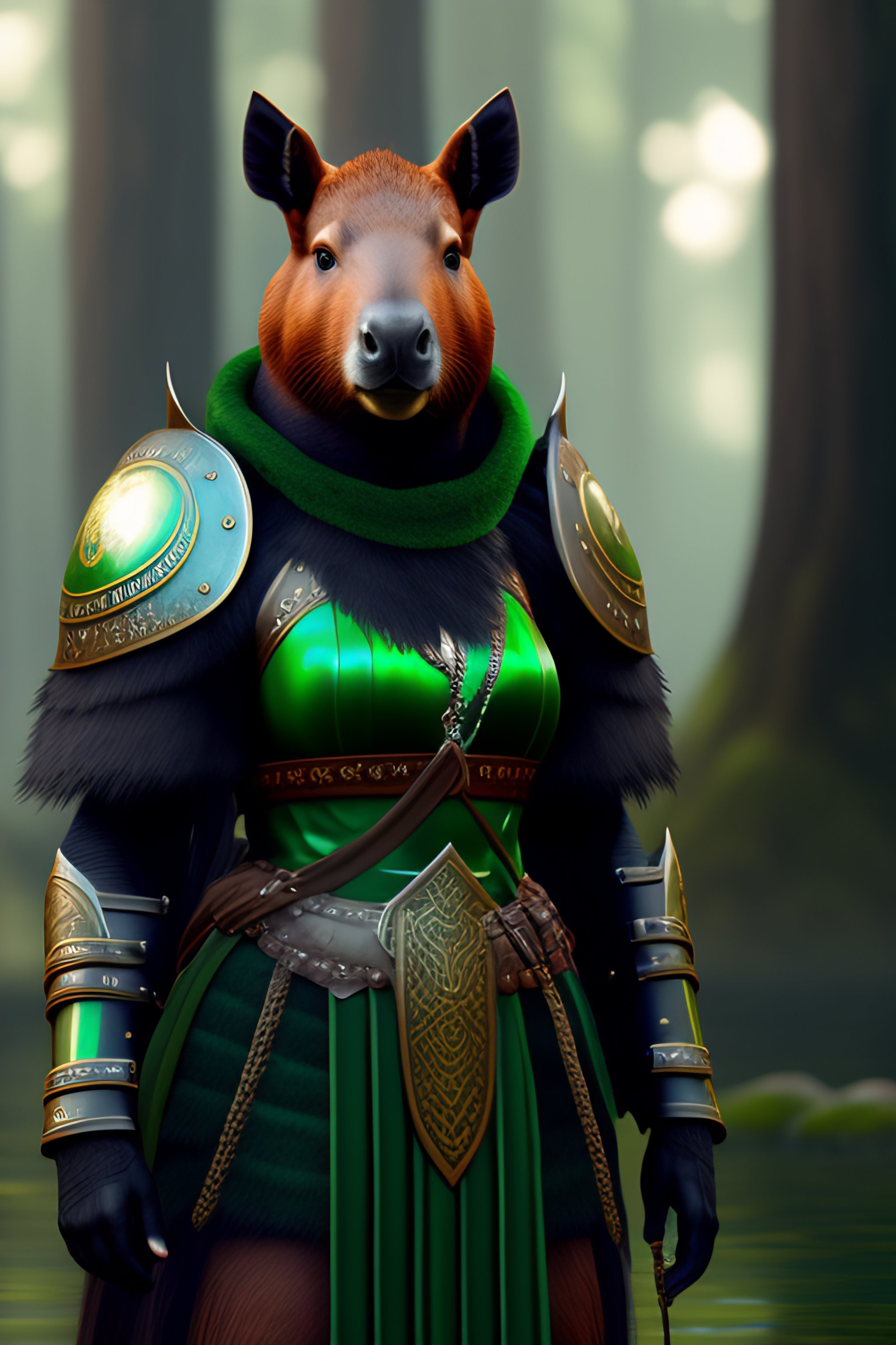 Lexica - A humanoid capybara with ultra detailed facial fur, female ...