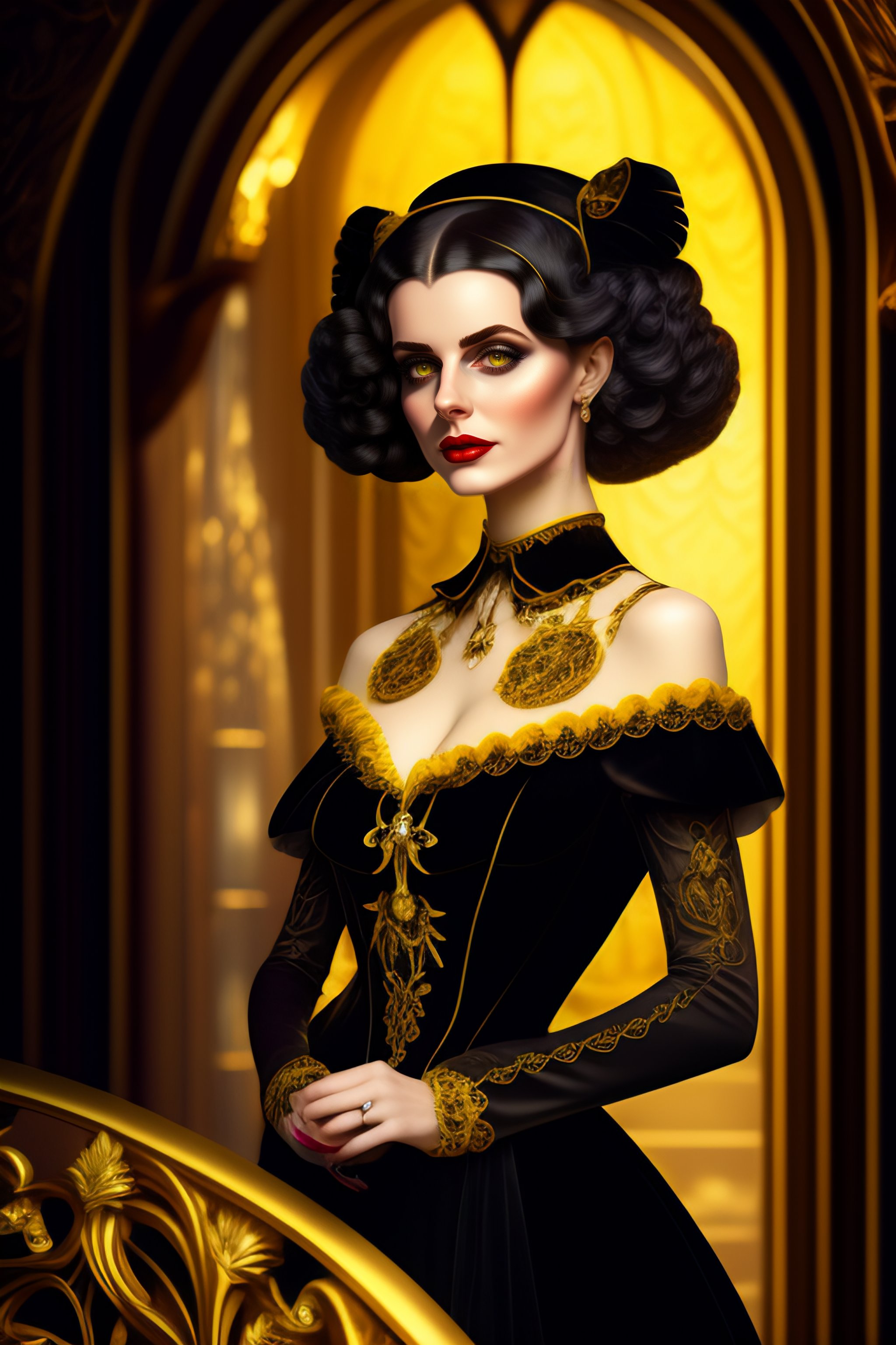 Lexica - Illustrator art nouveau, cute vampire with yellow pupils ...