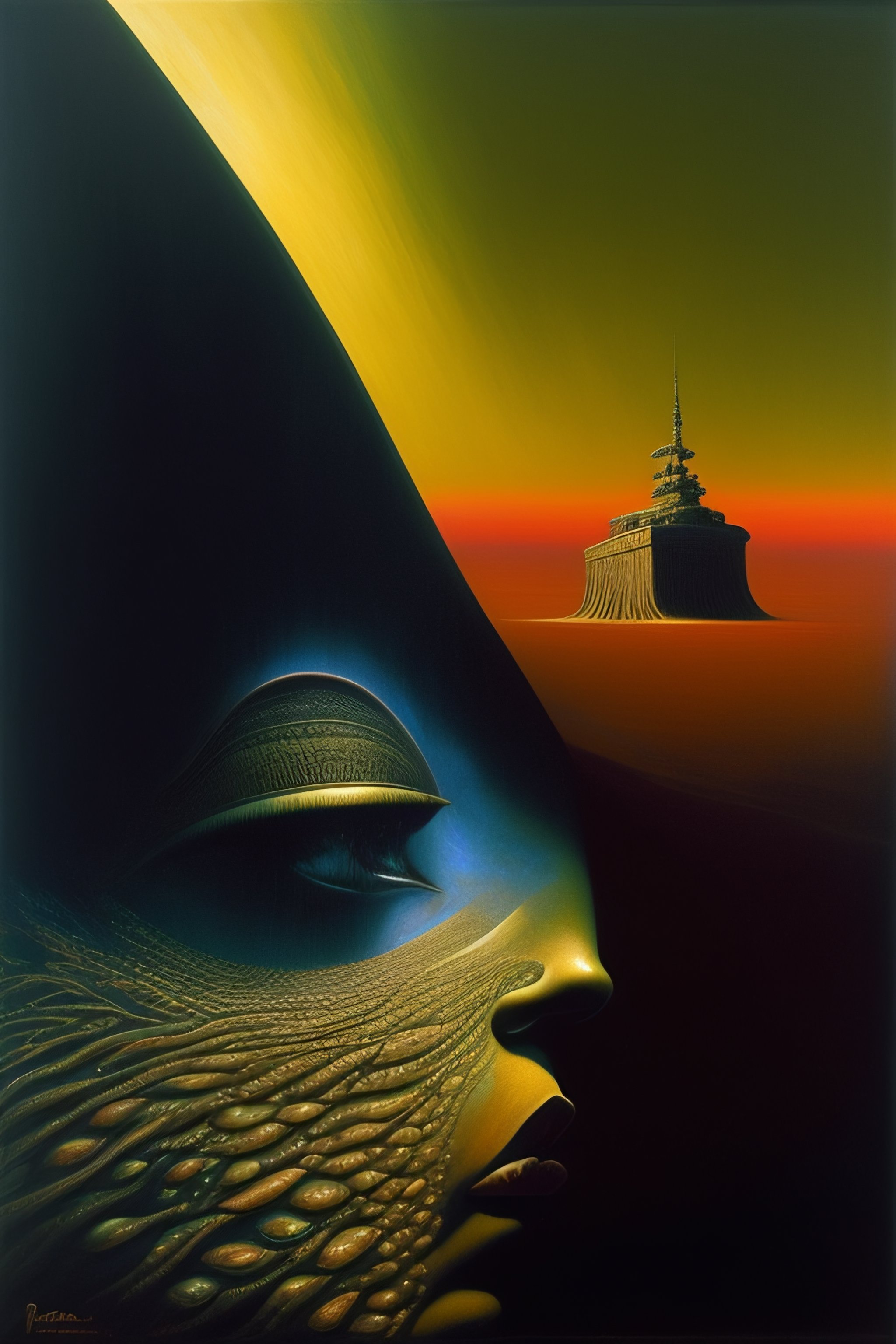 Lexica - A painting by beksinski, Giger, and Caravaggio