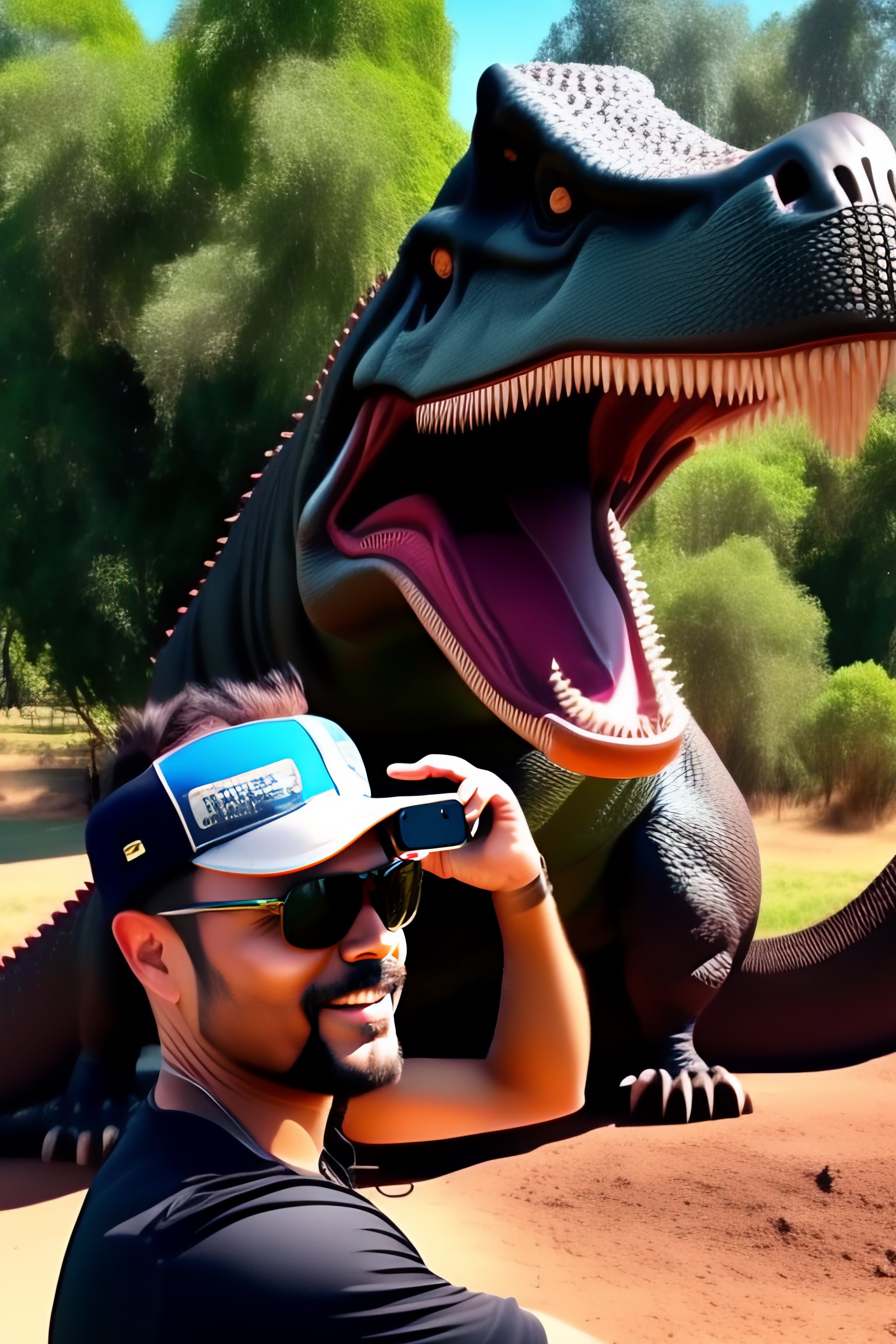 Lexica - Banderitax from YouTube Taking a selfie with a t-rex