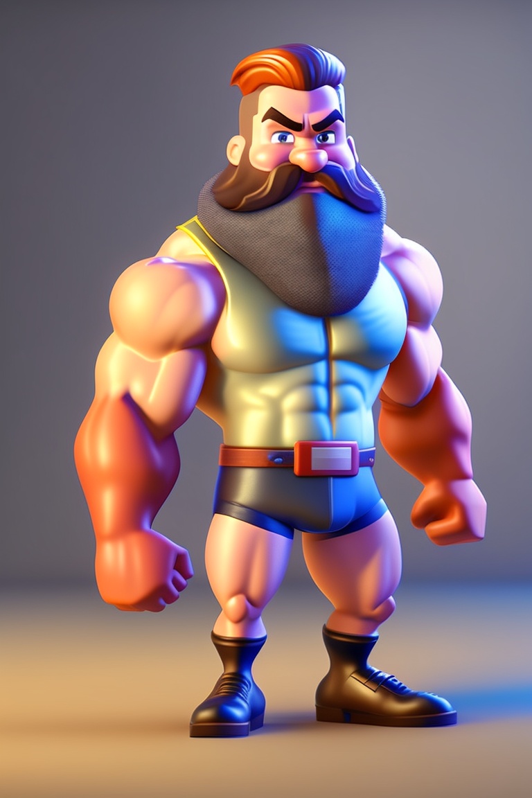 Lexica - A muscular bearded guy, upper body, Pixar 3D style.