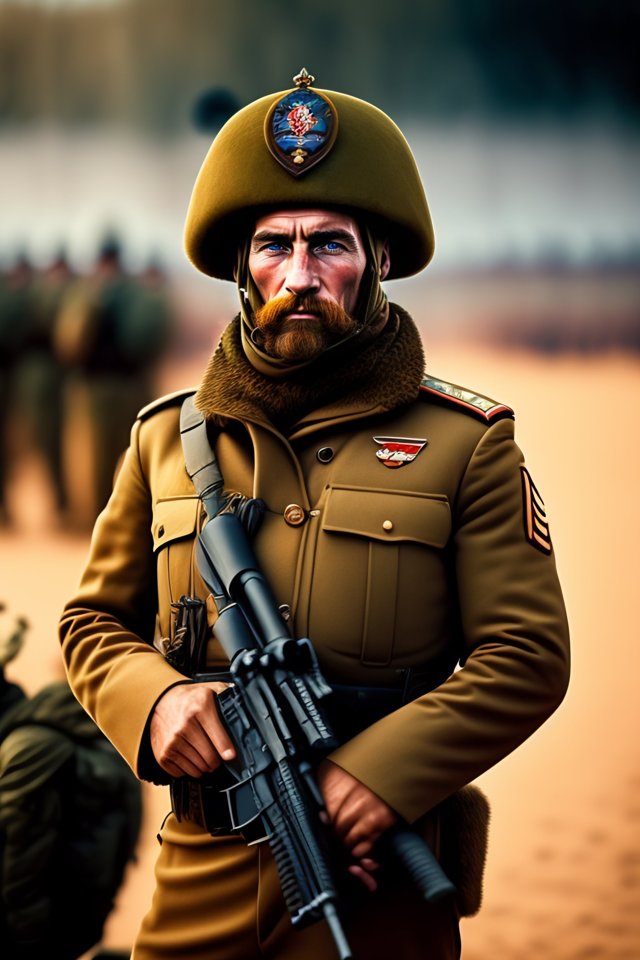 Lexica - Old looking photo of USSR soldier